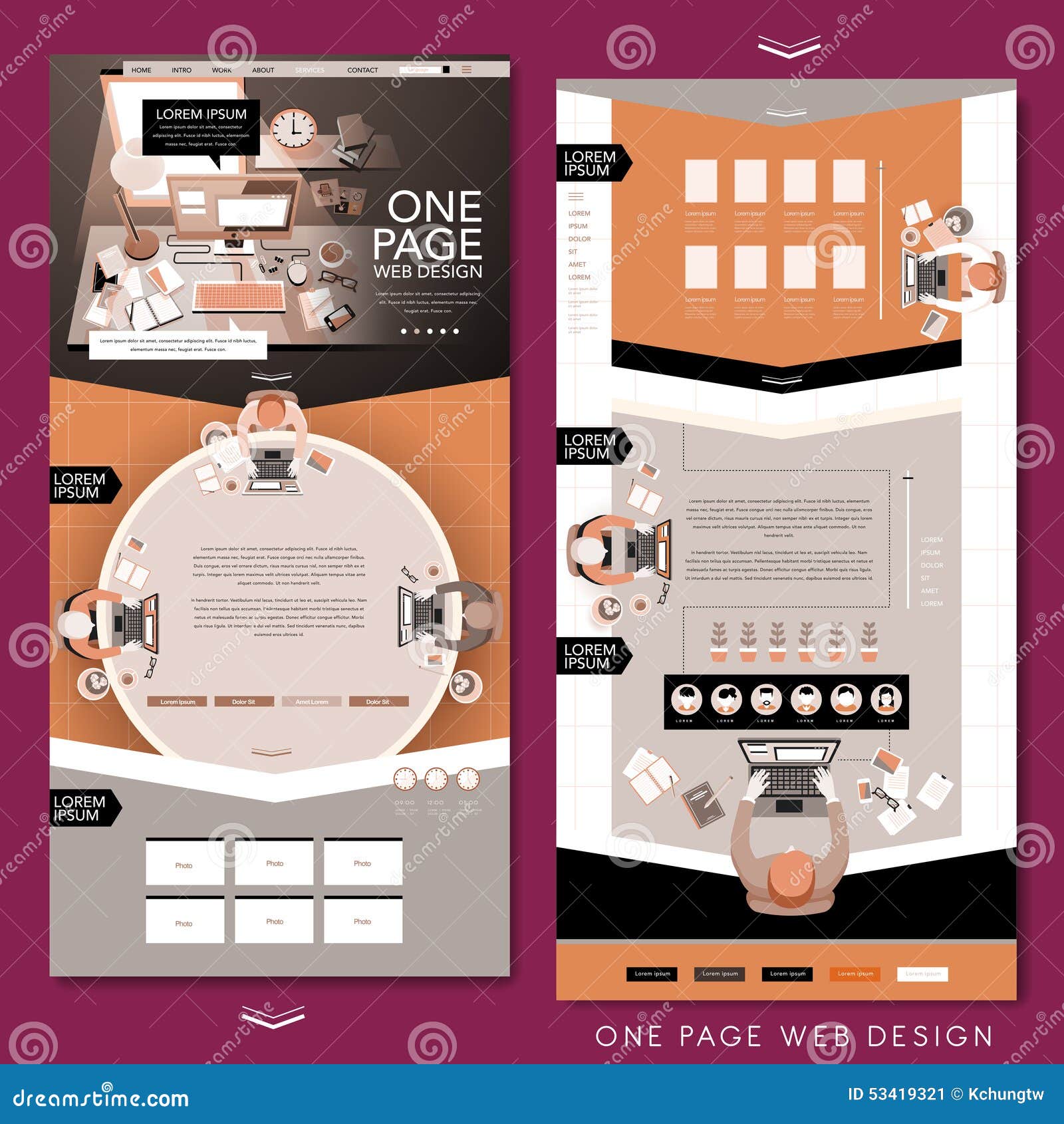 One Page Website Design Template. All In One Set For Website Design ...