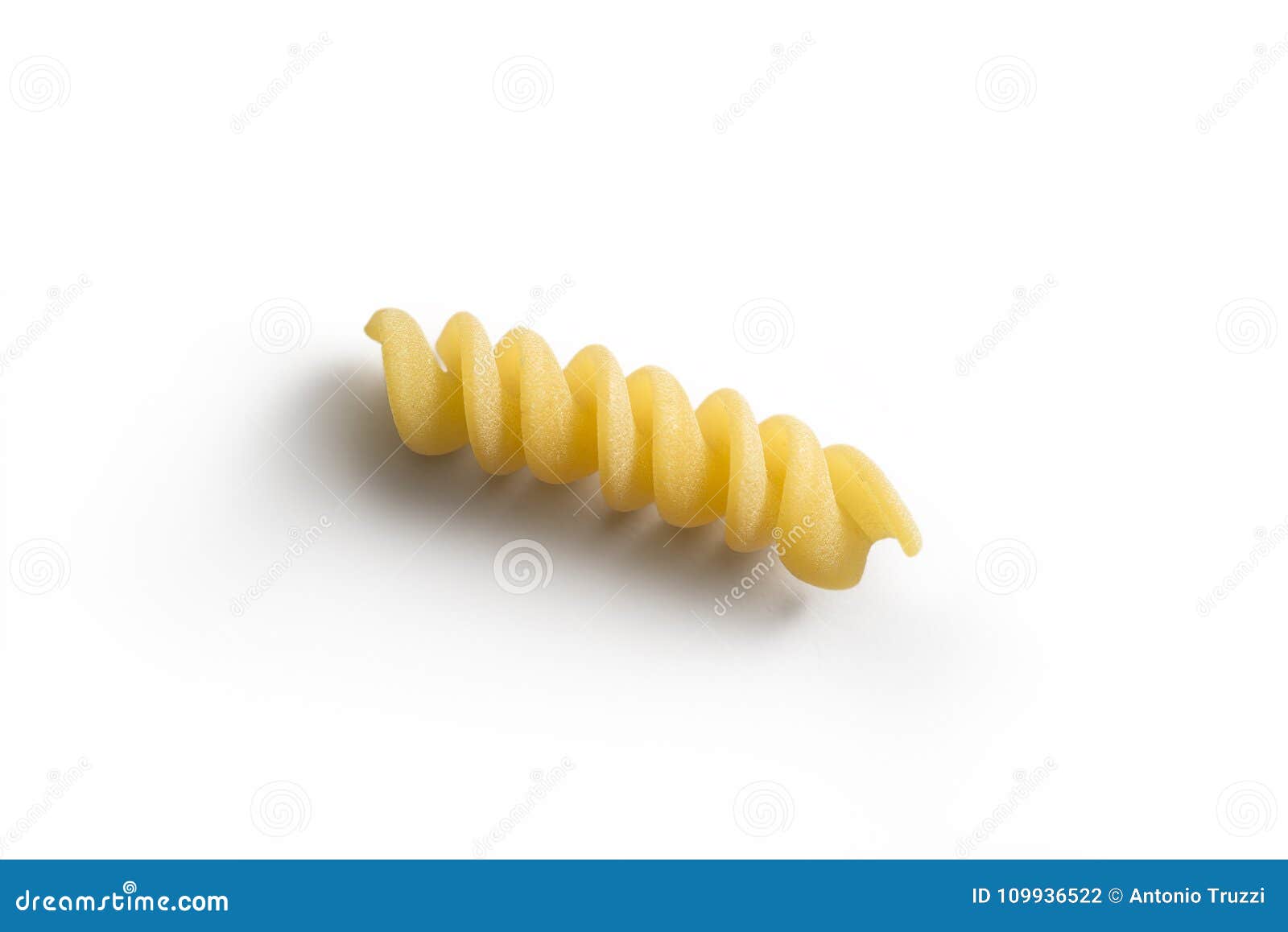 One Piece of Fusillo Pasta Isolated on White Background Stock Photo ...