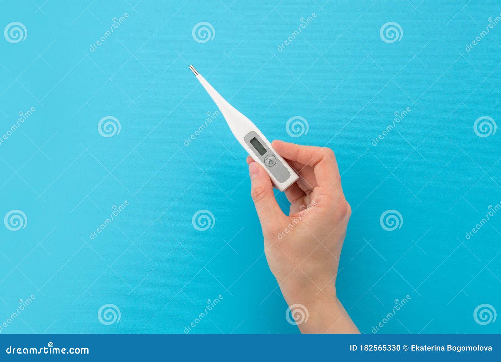 Top View of One Single Thermometer in Hand. Electronic Device for ...