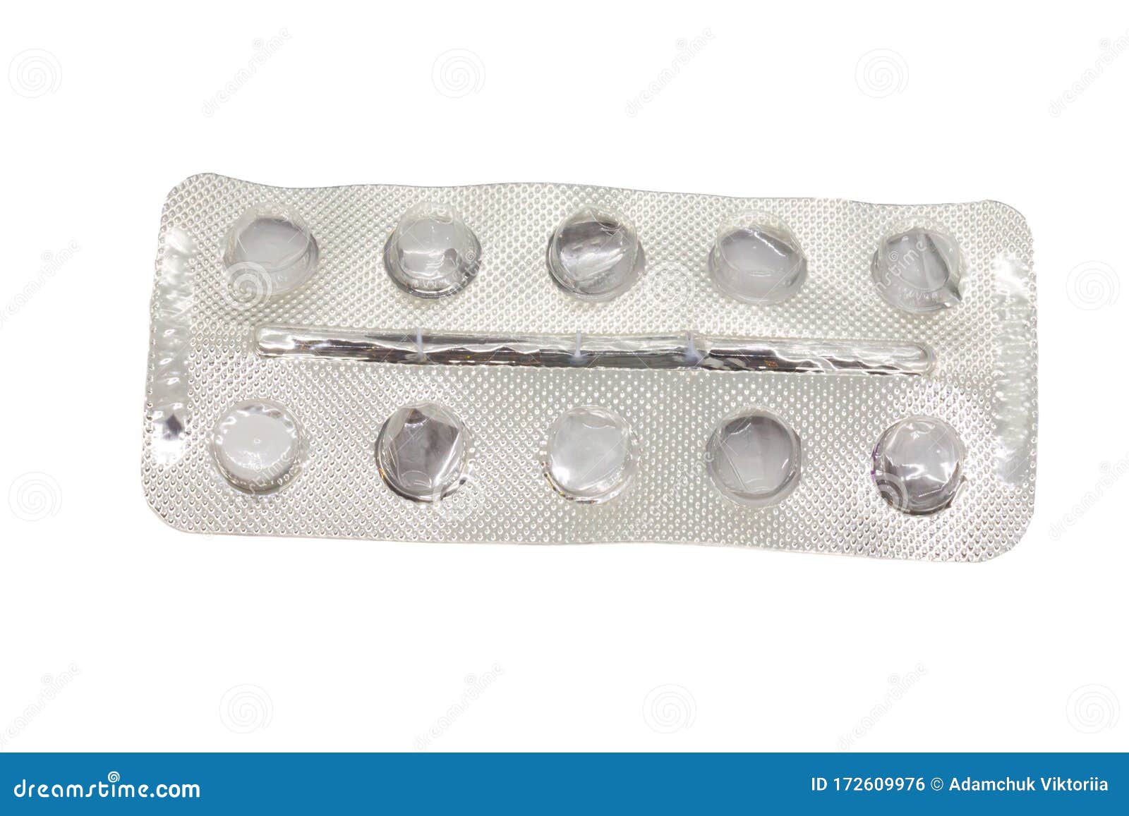 Top View of One Tablet in Blister Pack Isolated on White Stock Photo ...
