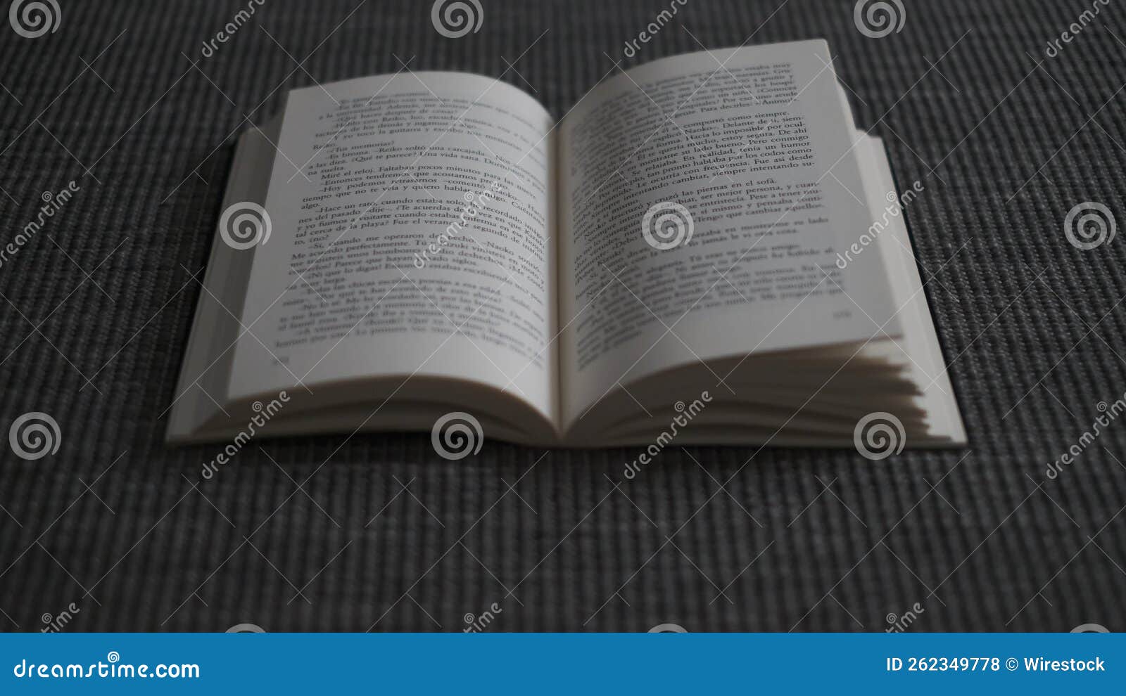 Top View of an Open Book on a Gray Surface Stock Photo - Image of ...