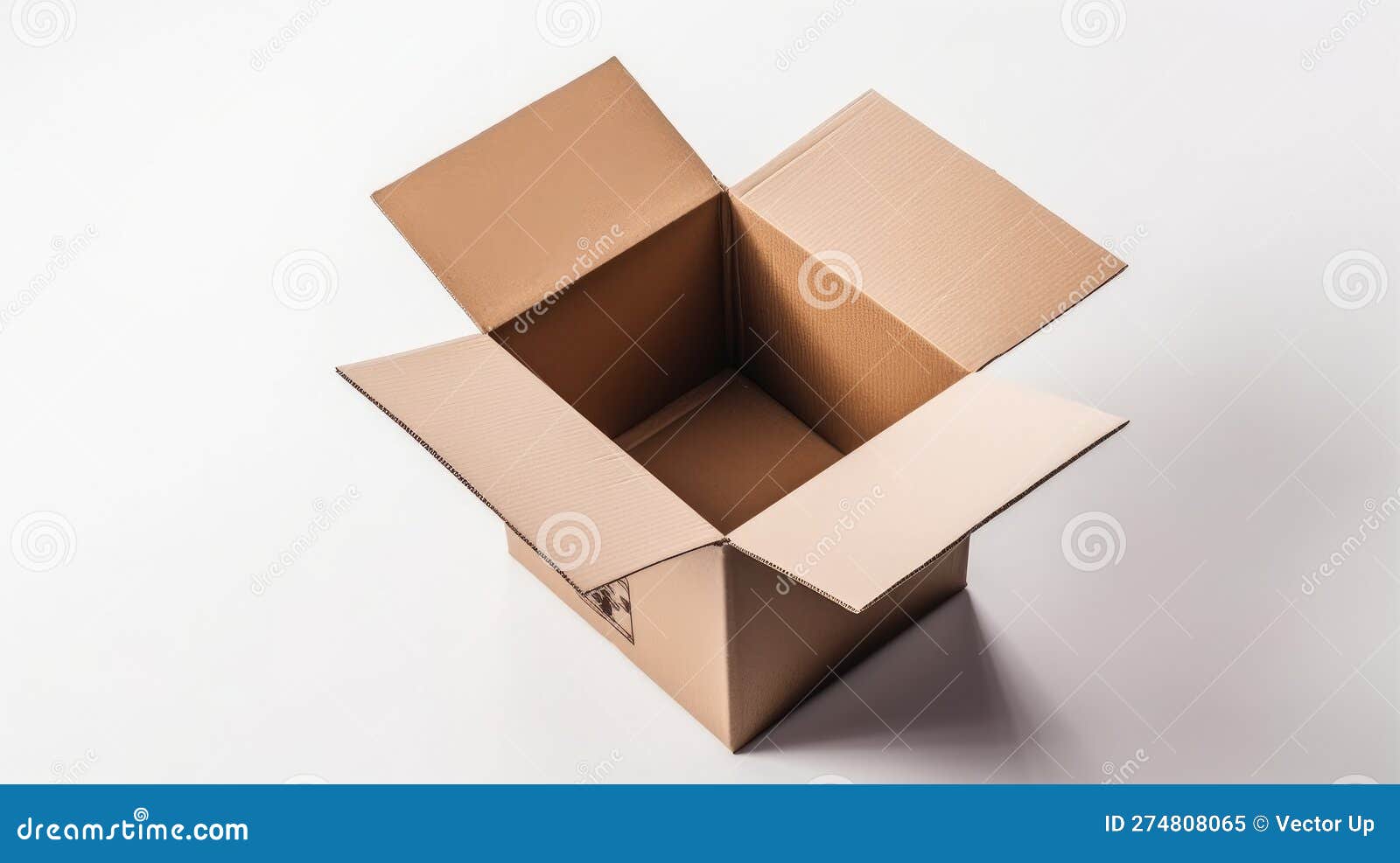 Top View Open Cardboard Box on White Background. Generative AI Stock ...