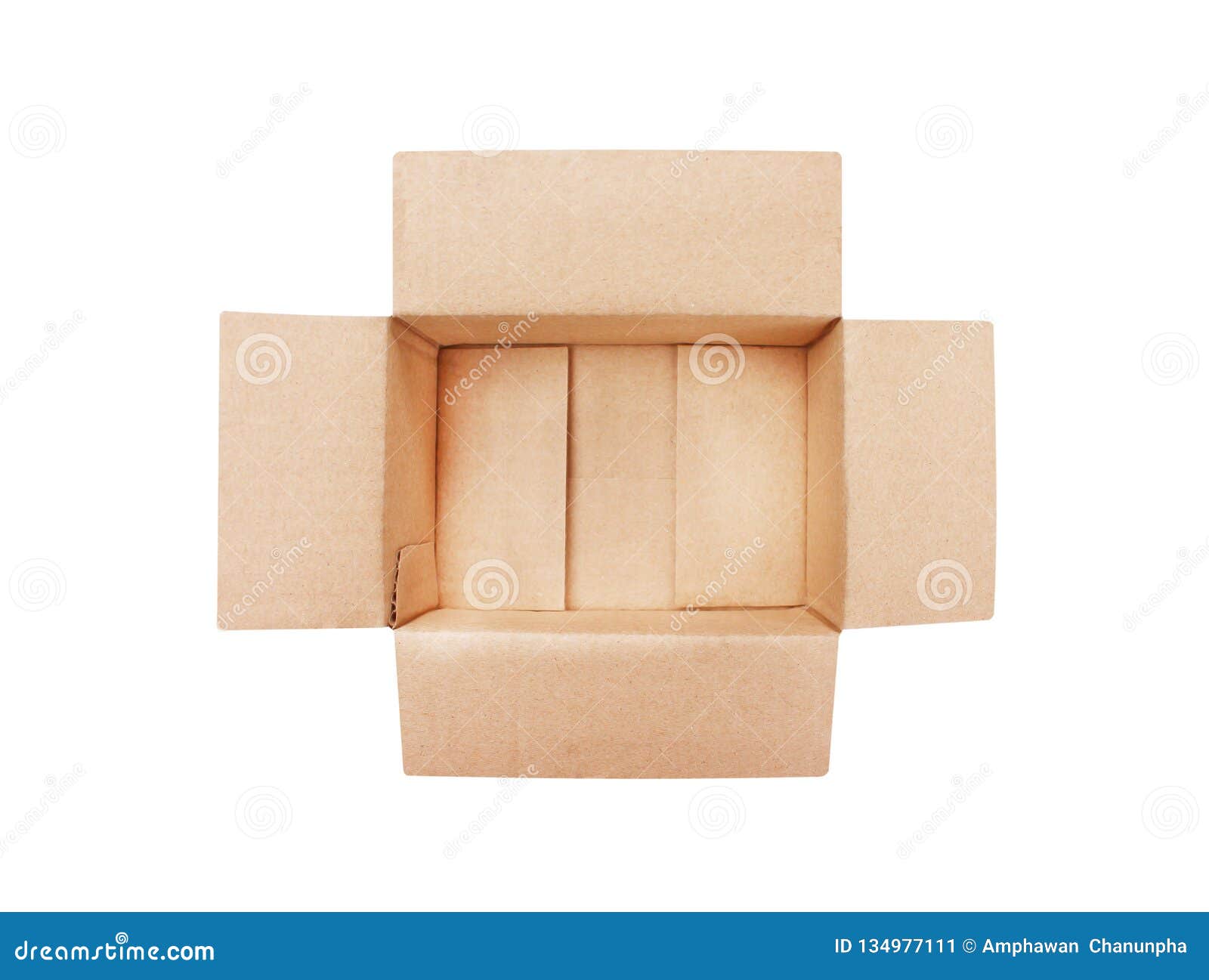 Top View Open Empty Brown Cardboard Box Isolated on White Background ...