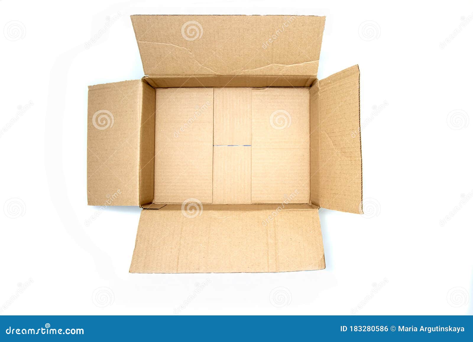 Top View: Open Empty Cardboard Box with Space for Copy Space. Concept ...