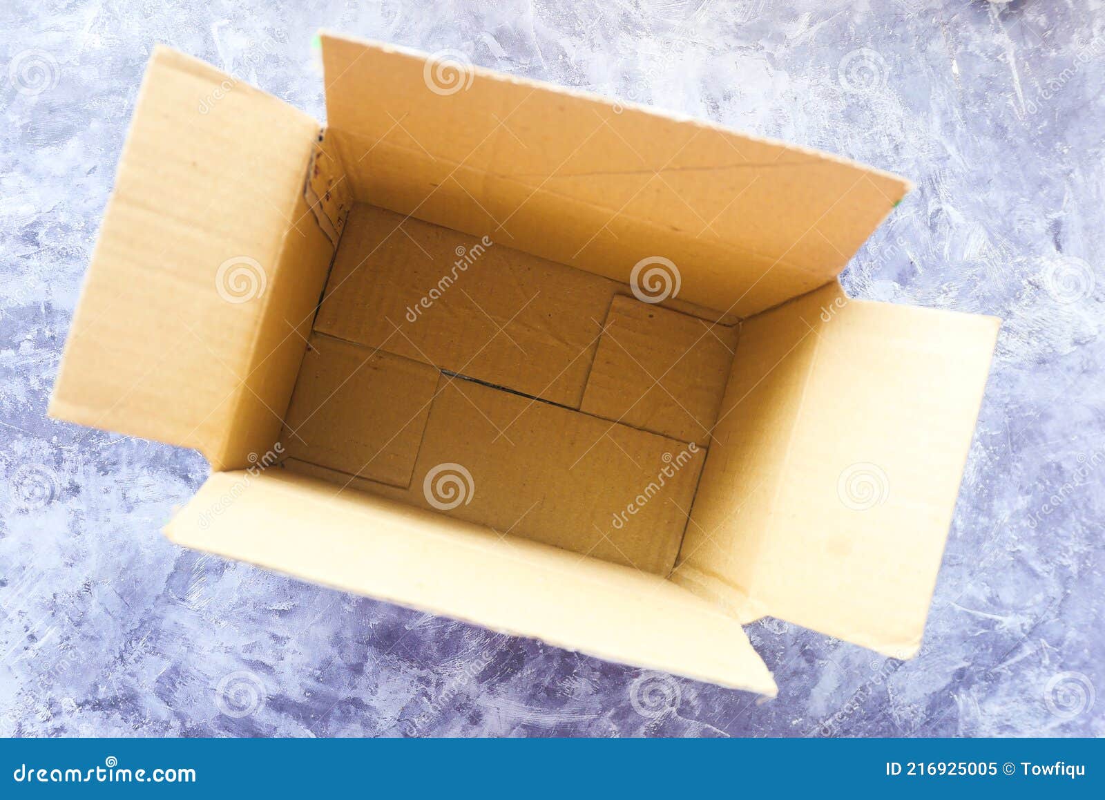 Top View of Open Empty Cardboard Box on Table. Stock Image - Image of ...