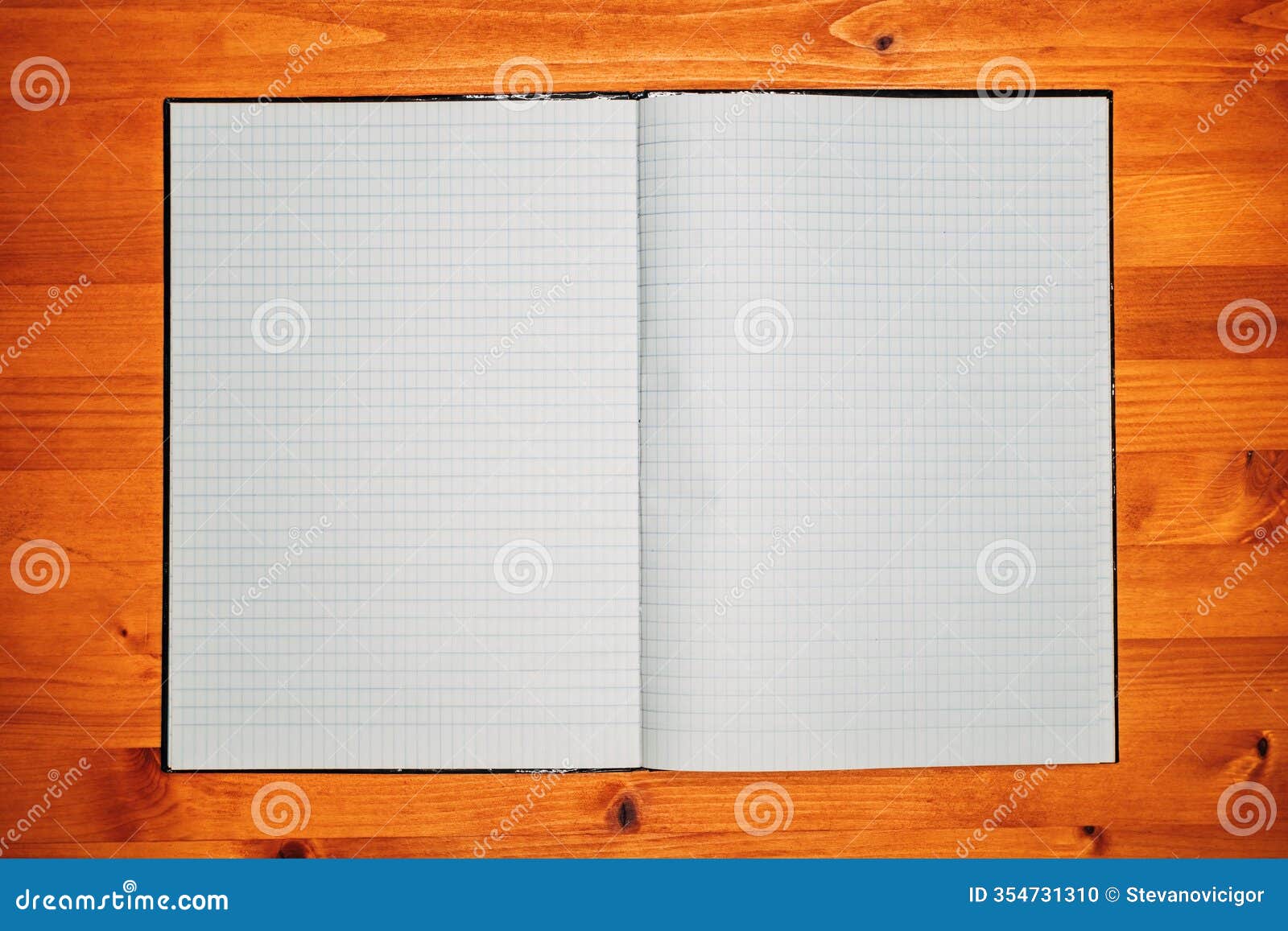 Top View of Open Empty Notebook with Rectangular Grid Pattern Pages Stock Photo - Image of ...
