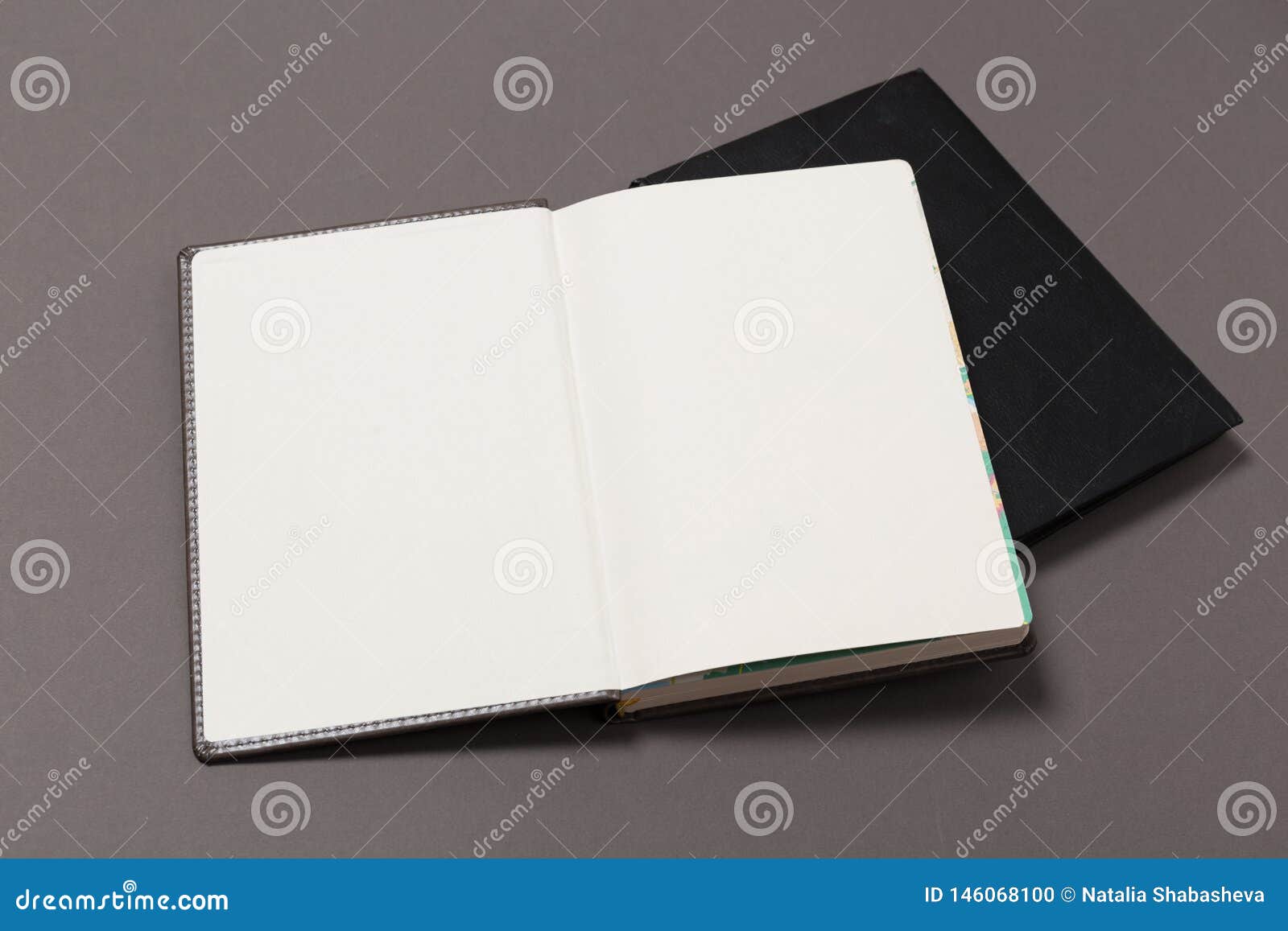 Top View of a Open Notebook with Pencil on a Gray Background Stock ...