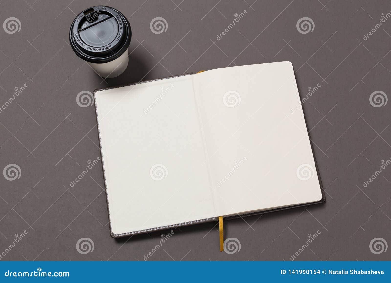 Top View of a Open Notebook with Pencil on a Gray Background Stock ...