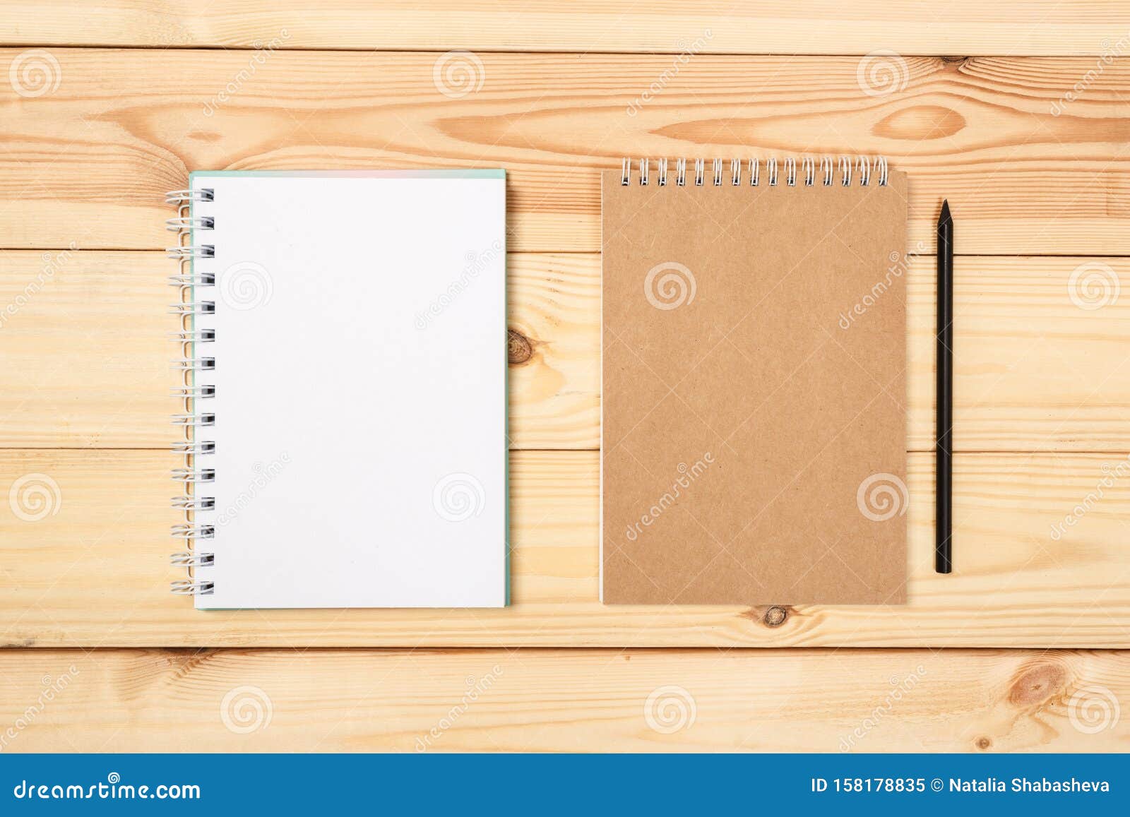 Top View of a Open Notebook with Pencil on a Wooden Background, School ...
