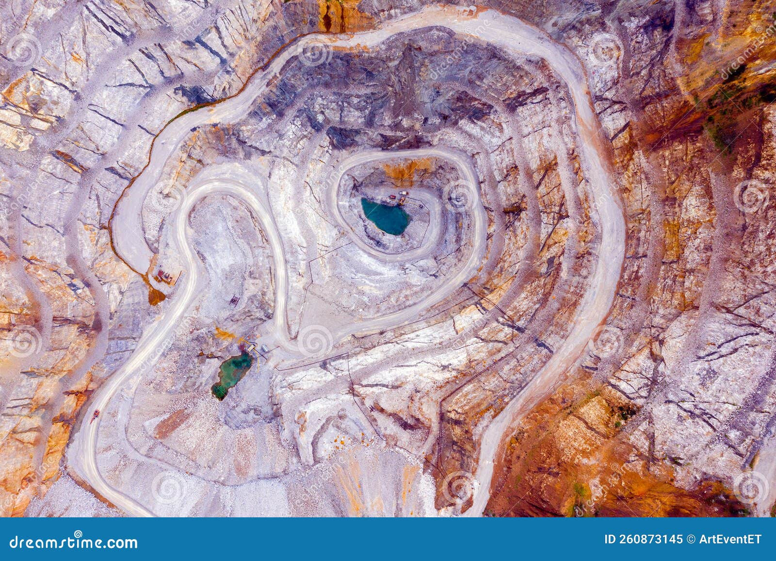 Top View of Open Pit for the Extraction of Gold Ore with Depth of 250 ...