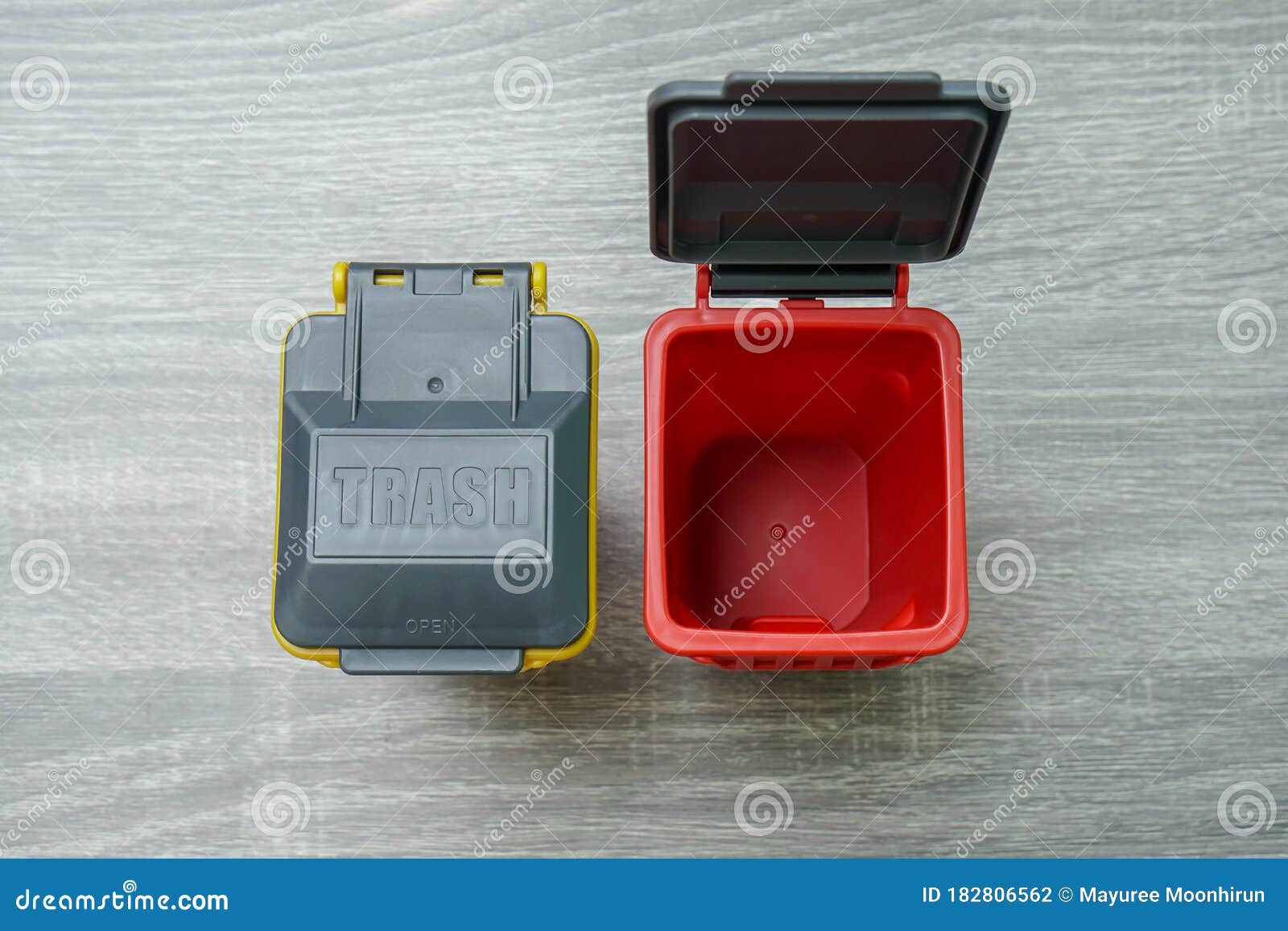 Top View of Open Red Trash Bin for Dangerous Garbage Storage Stock ...