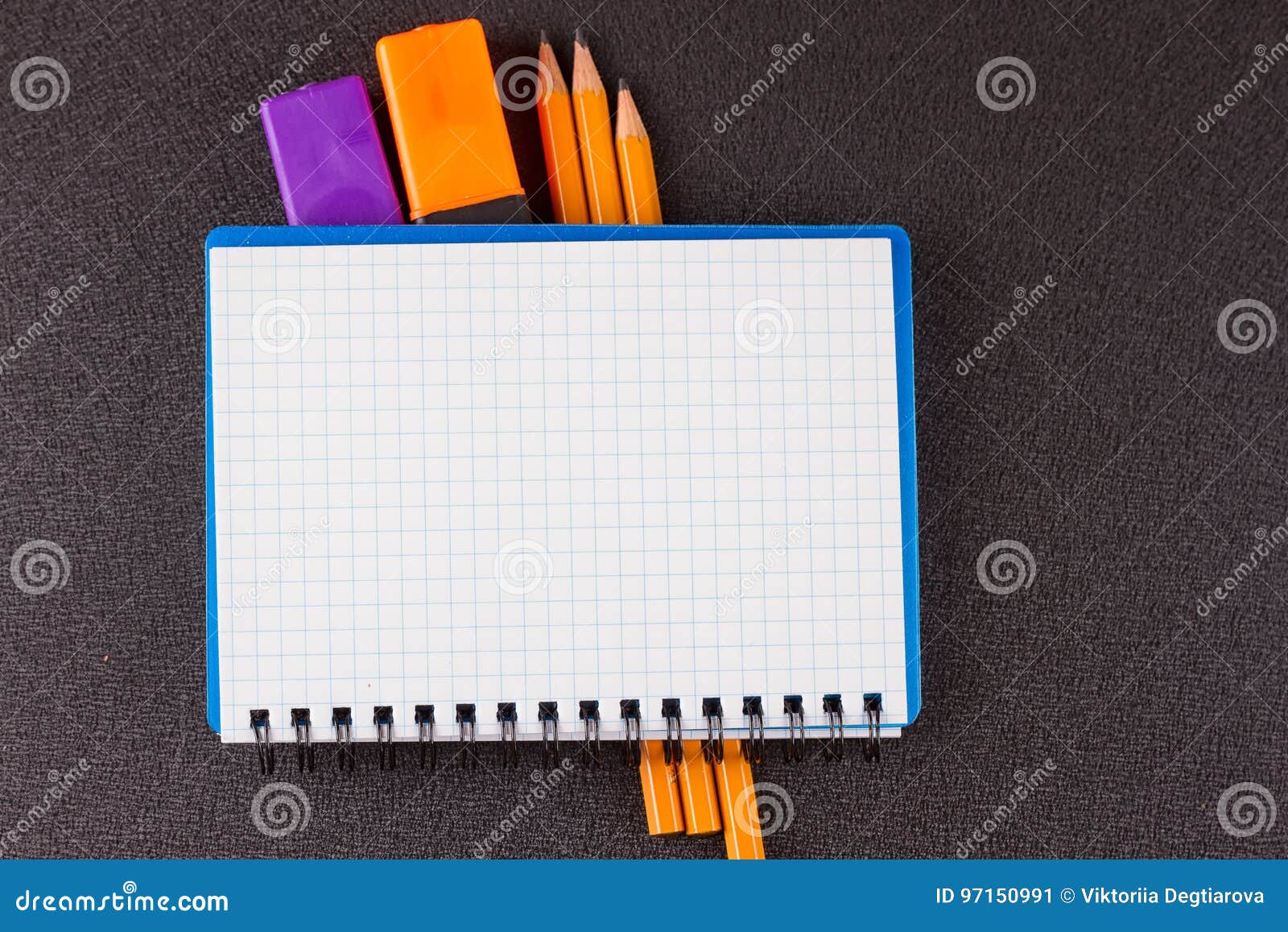 Top View of Open Spiral Blank Notebook Stock Image - Image of ...