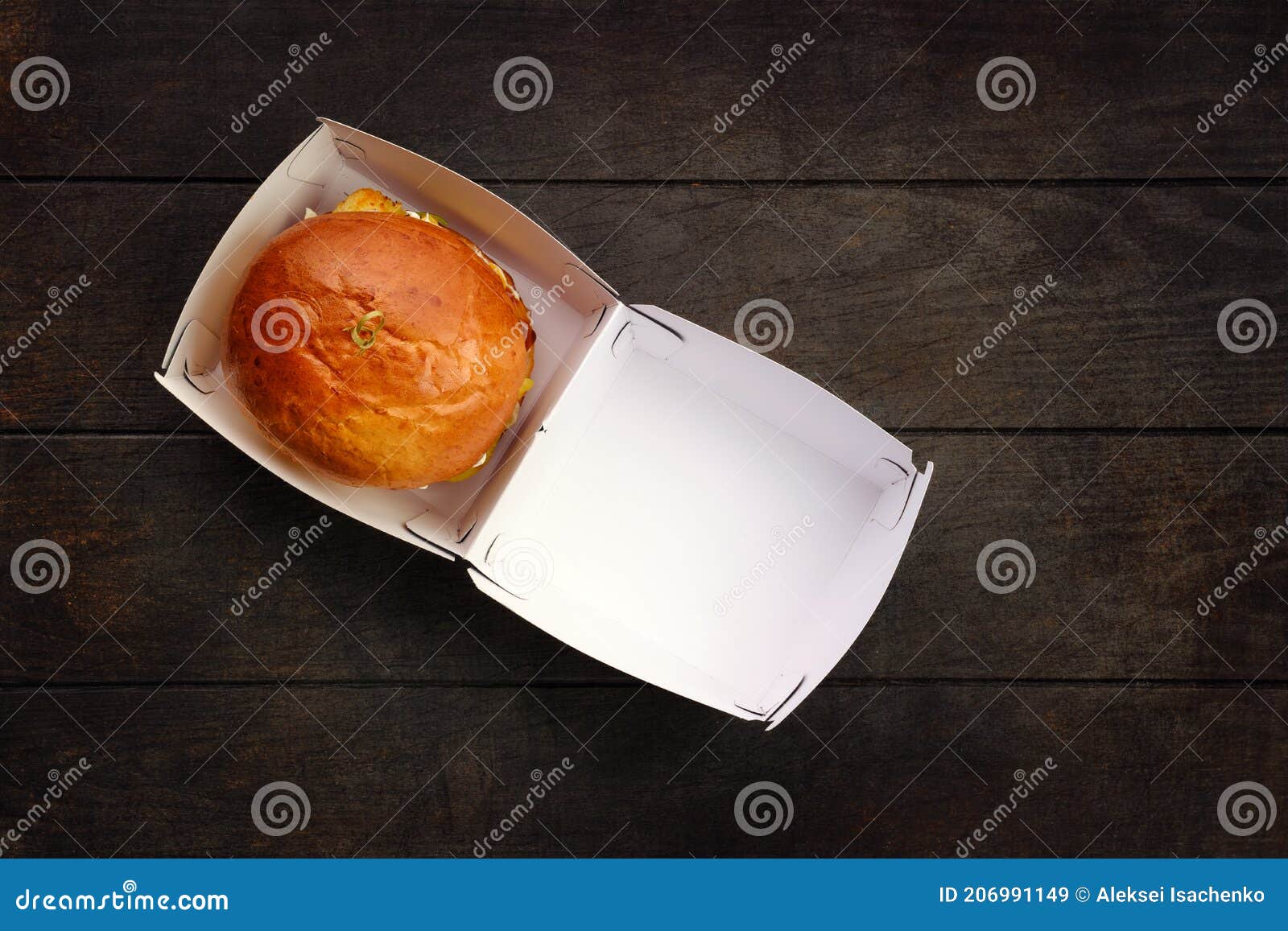 Top View of Open Take Away Box with Burger Stock Image - Image of craft ...