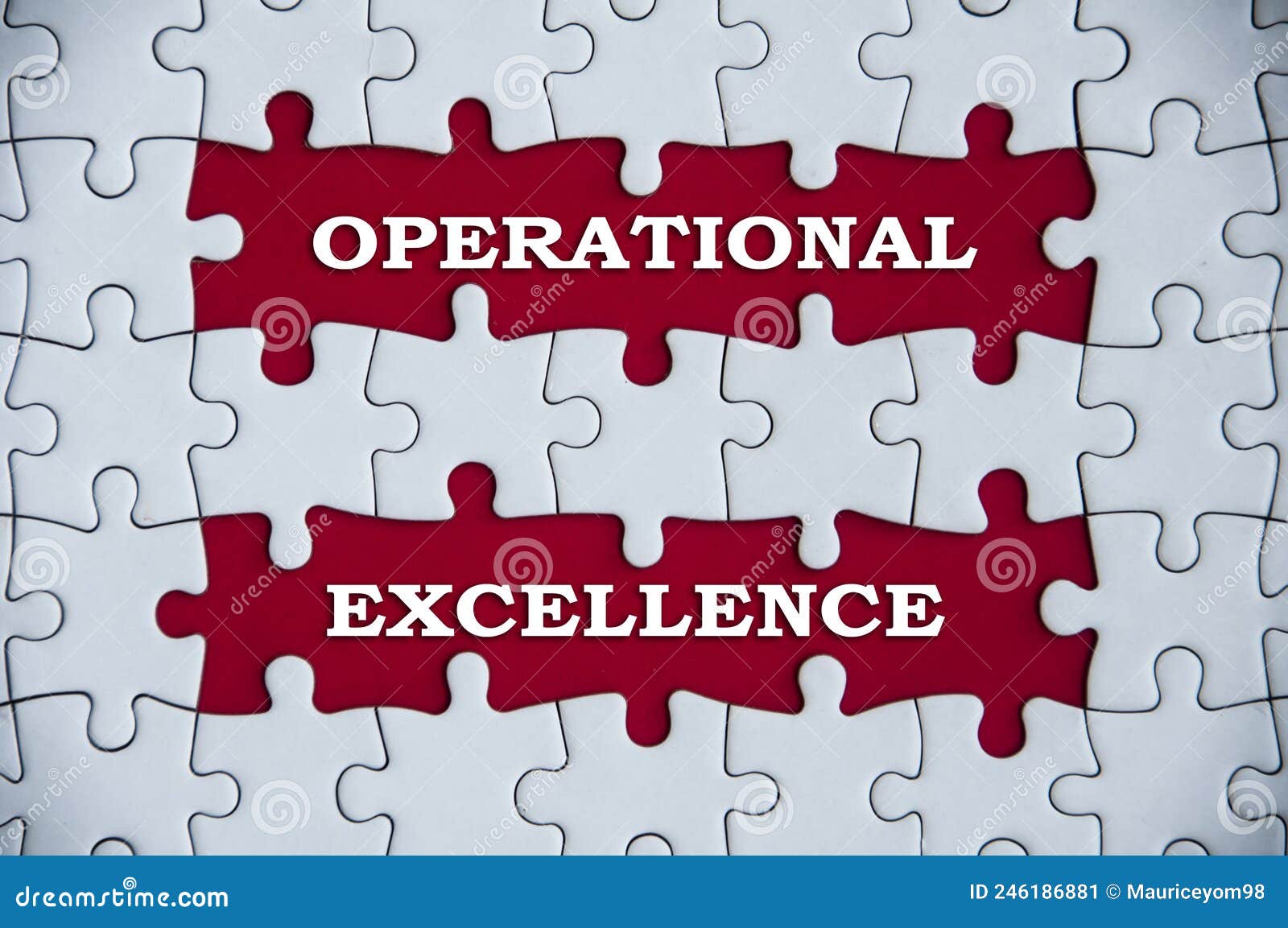 Top View of Operational Excellence Text on Missing Jigsaw Puzzle. Stock ...