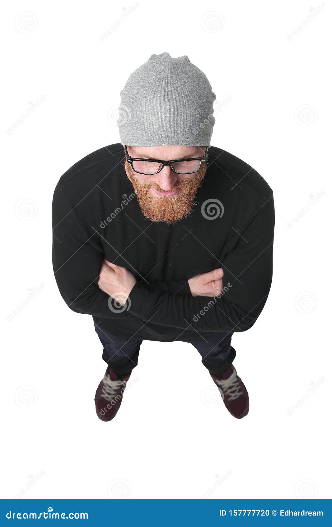 Top View. Optimistic Modern Man Looking at the Camera Stock Photo ...