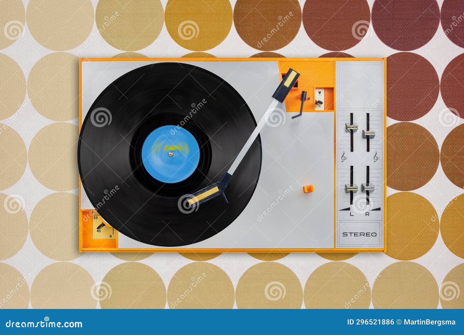 Top View of an Orange Vintage Record Player Stock Photo - Image of ...