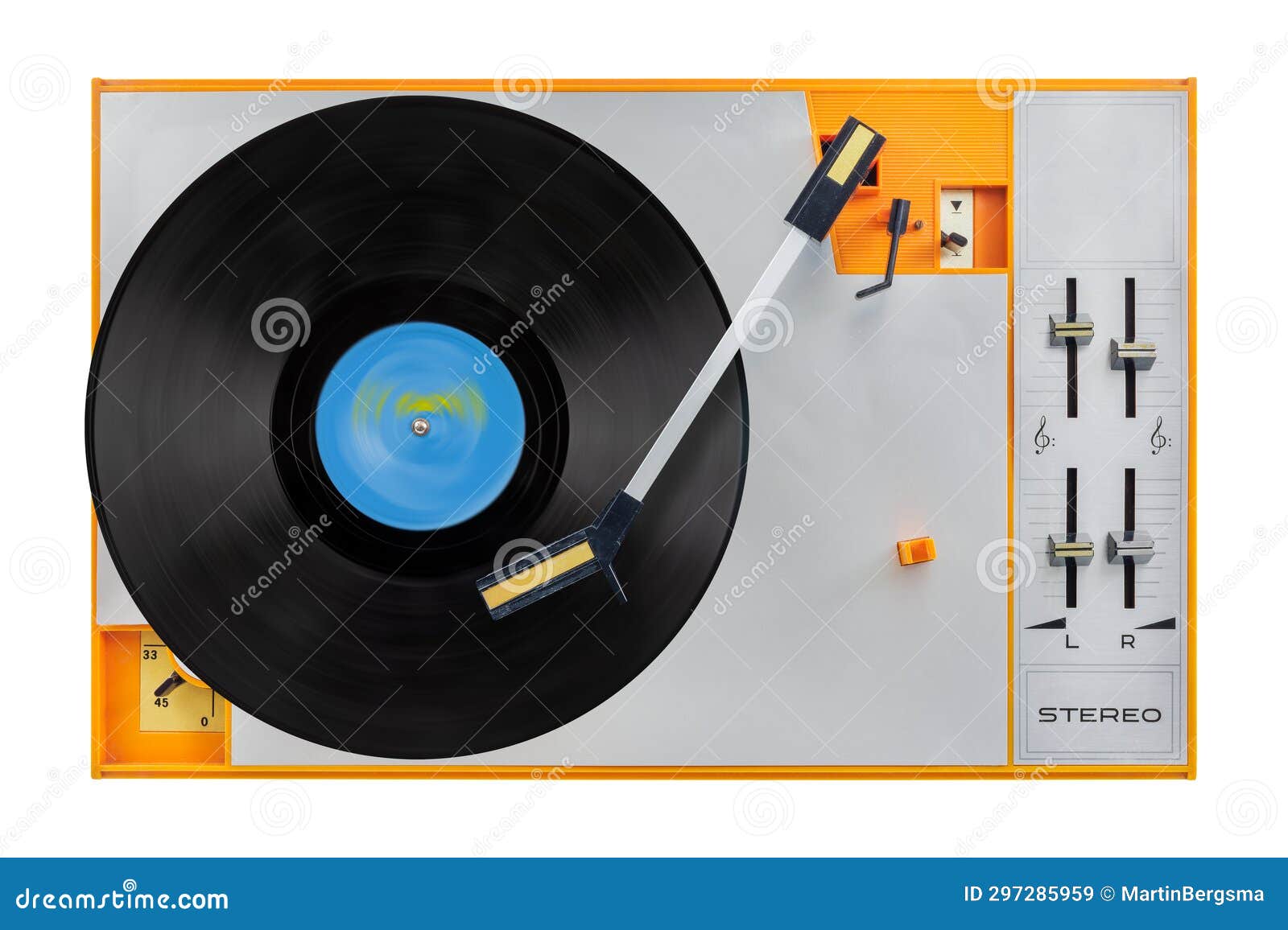 Top View of an Orange Vintage Record Player Stock Image - Image of ...
