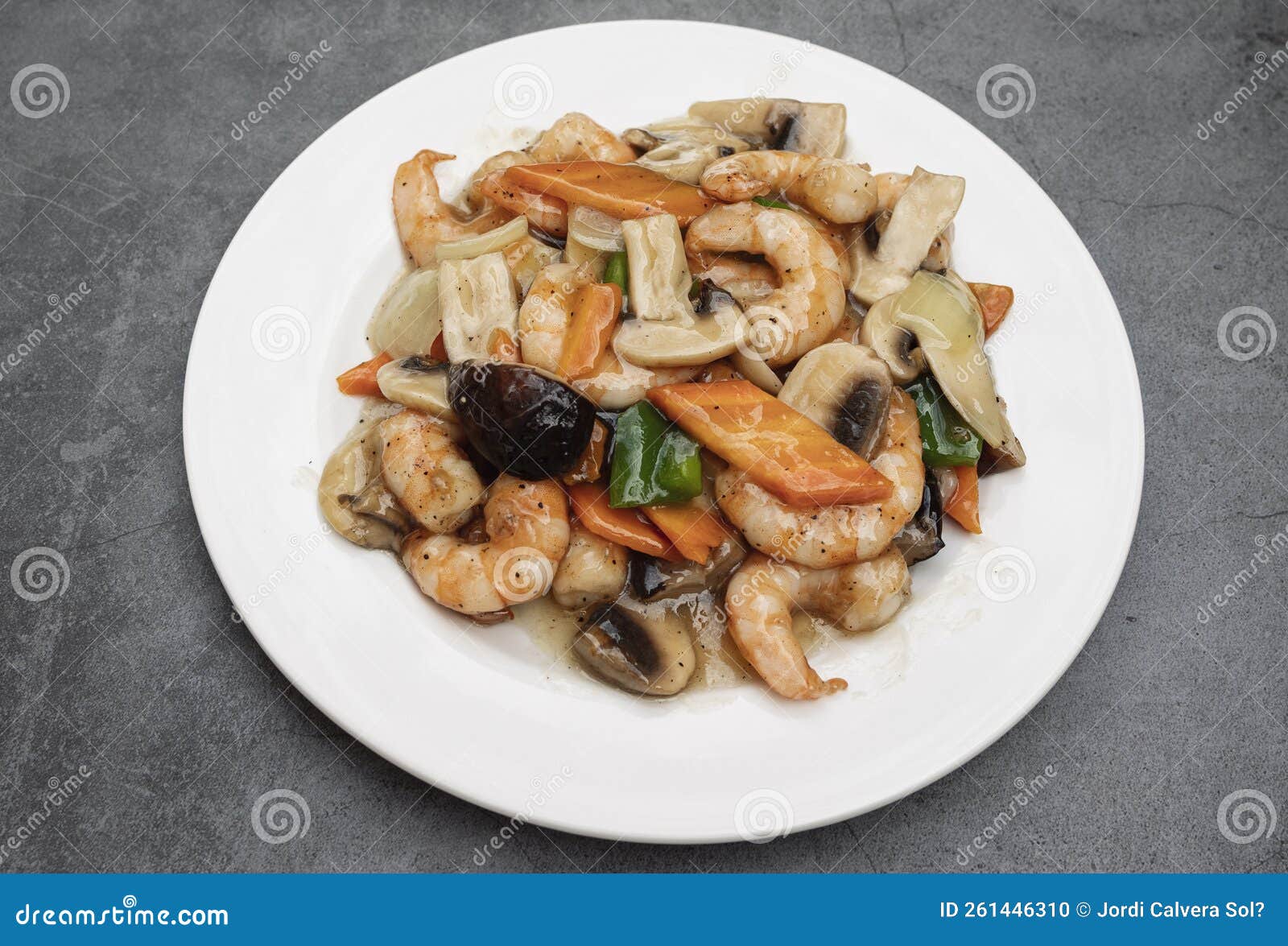 Top View of an Oriental Dish of Chop Suey with Prawns Stock Photo ...