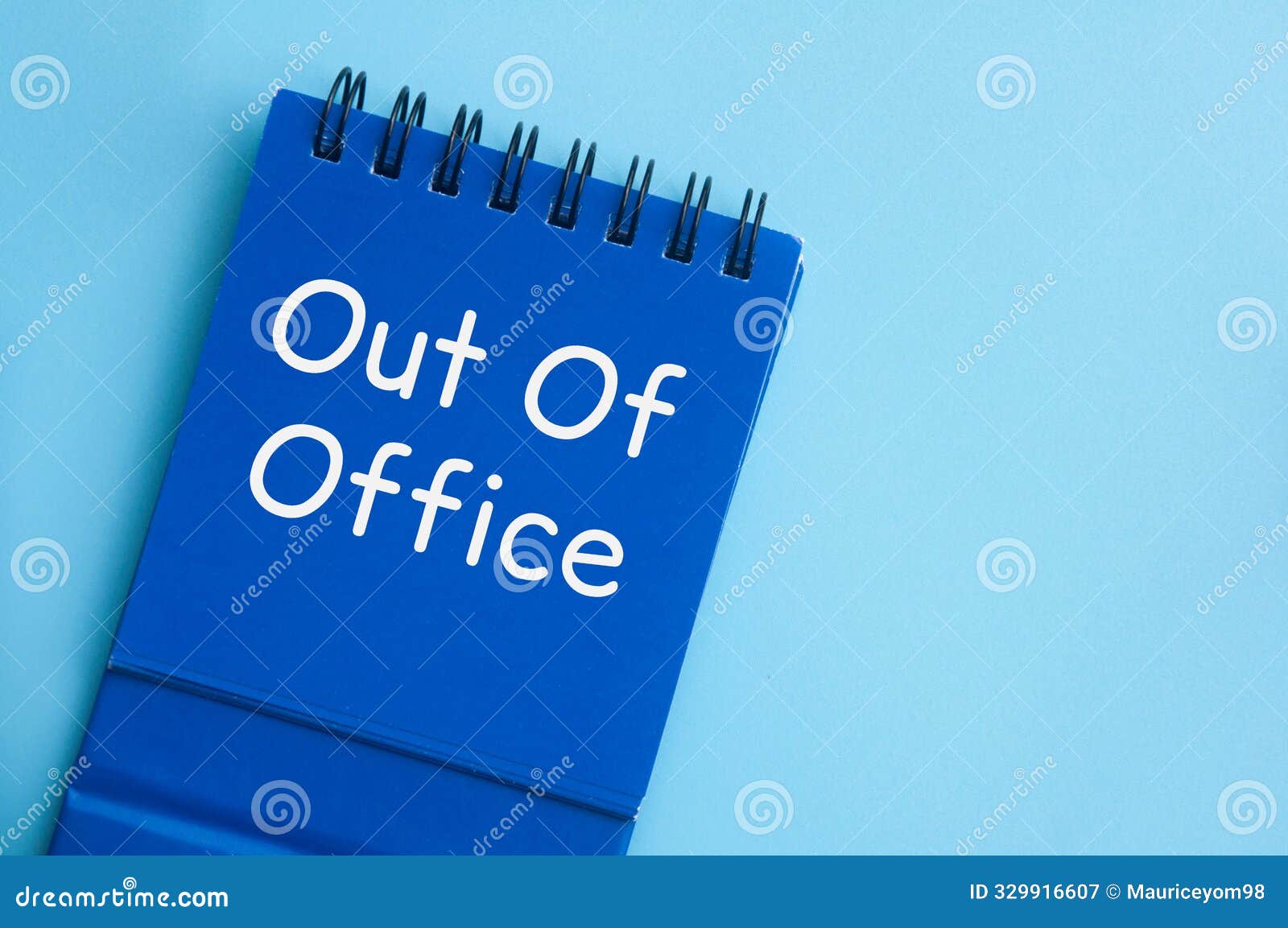 Top View of Out of Office Text on Blue Notepad. Vacation of Annual ...