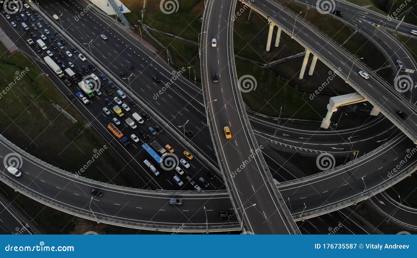 Top View Over the Highway, Expressway and Motorway, Aerial View ...