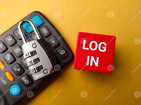 Top View Padlock and Calculator with Text LOG in Stock Image - Image of ...