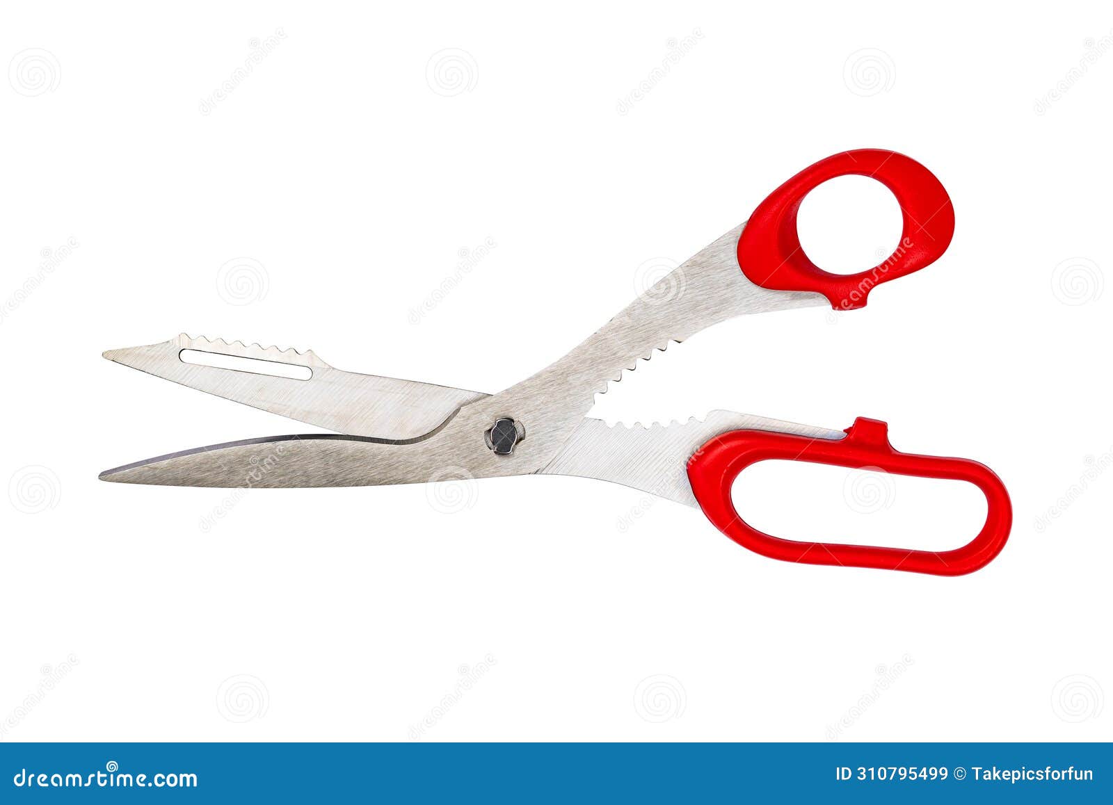 Top View a Pair of Metal with Red Plastic Handle Kitchen Scissors Stock ...