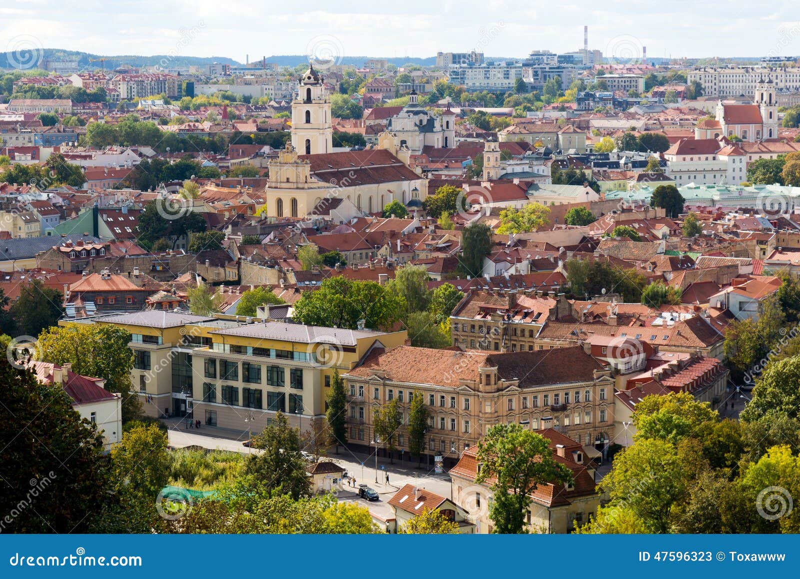 Top View Panorama of Vilnius Old Town Stock Image - Image of cityscape ...