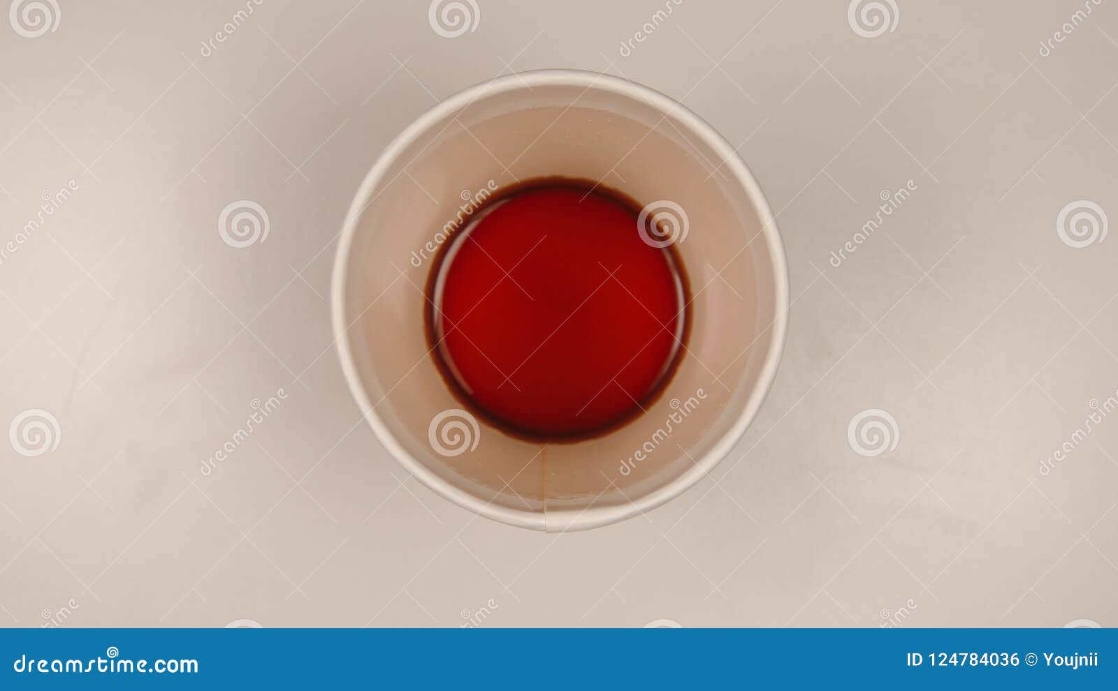TOP VIEW: Paper Cup after Dark Coffee Stock Photo - Image of meal ...