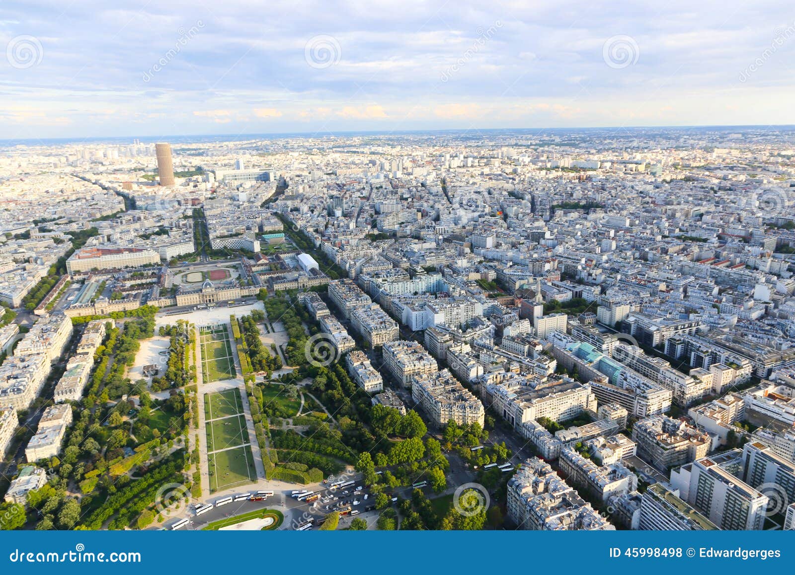 Top View of Paris from Eiffel Tower Stock Photo - Image of grass ...