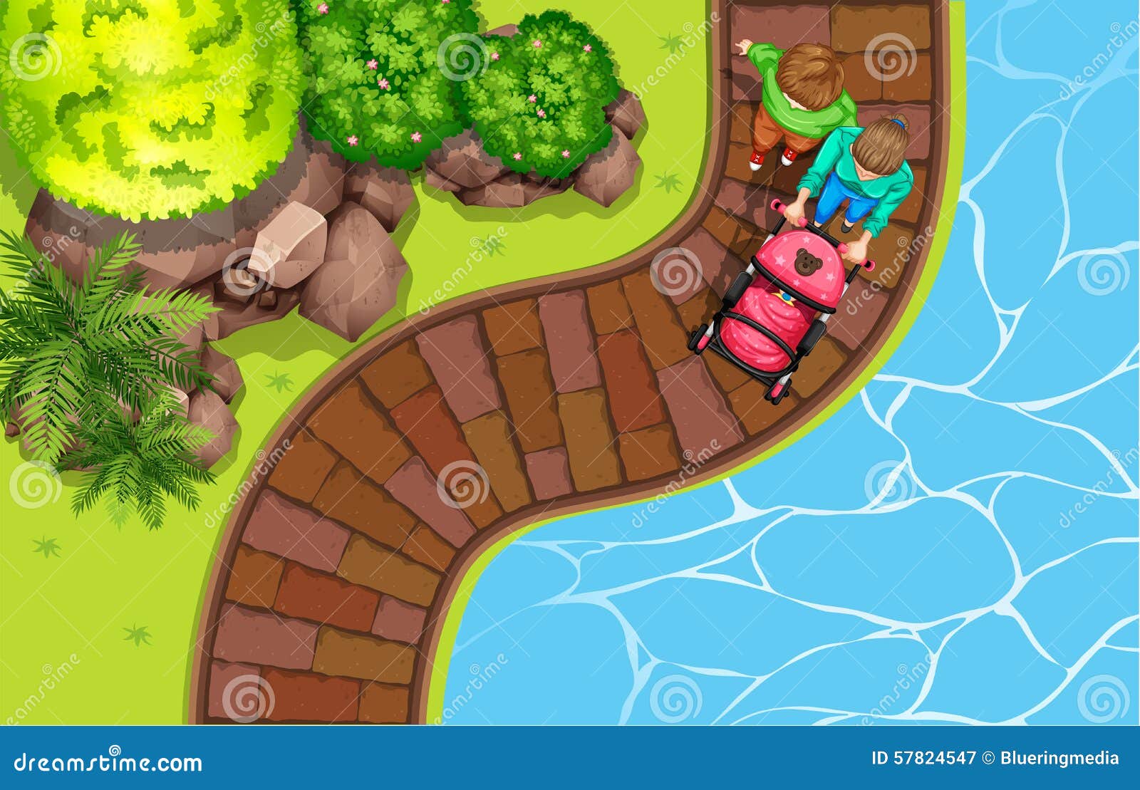 Top view of a park stock vector. Illustration of bushes - 57824547