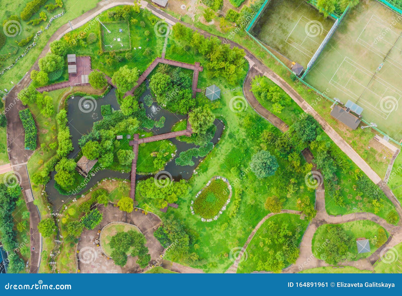 Top View of the Park with Paths Top View Stock Image - Image of highway ...