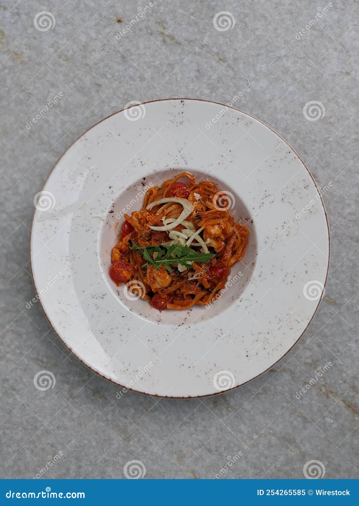 Top View of a Pasta Dish on a Plate Stock Image - Image of pasta ...