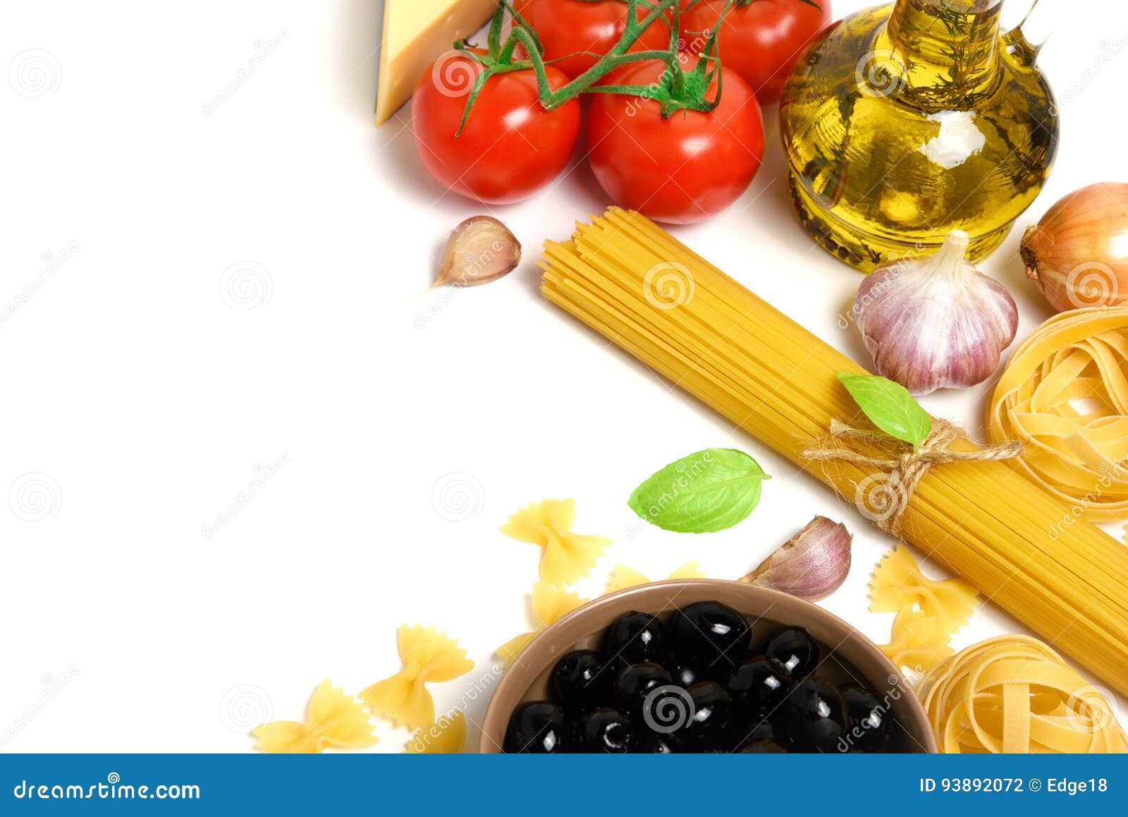 Top View: Pasta or Italian Spaghetti on White Background Stock Photo ...