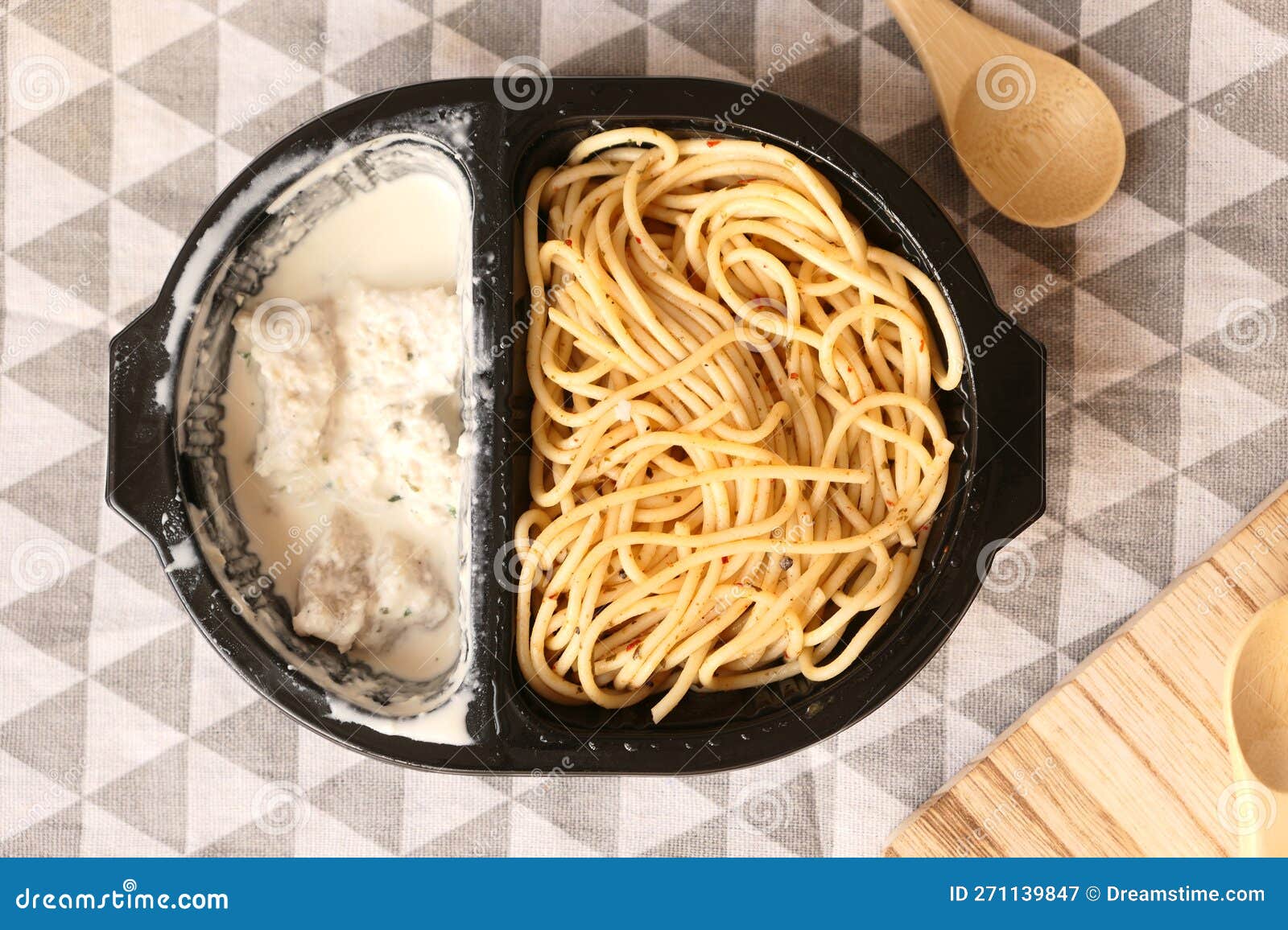 Top View of Pasta in a Take Away Container Stock Image - Image of balls ...