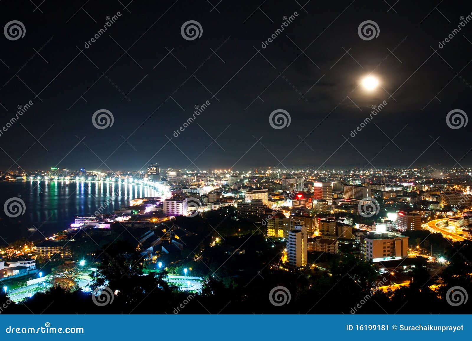 Top View of Pattaya in the Night Stock Image - Image of city ...