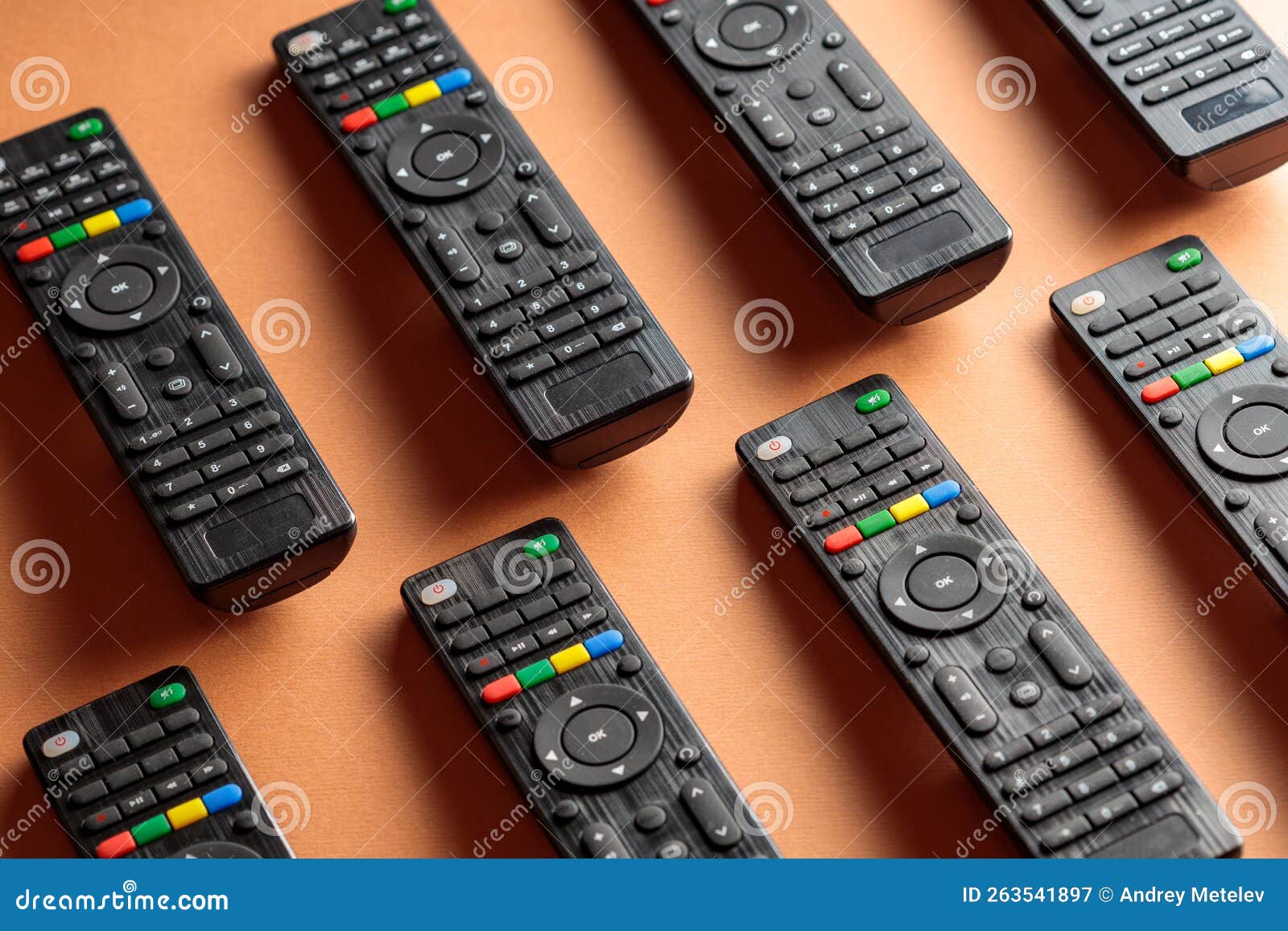 Top View of the Pattern from the Remotes for the TV Stock Image - Image ...