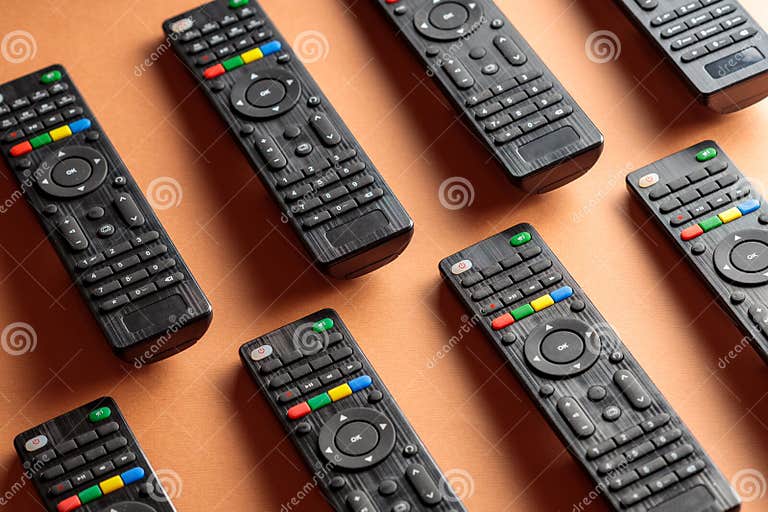 Top View of the Pattern from the Remotes for the TV Stock Image - Image ...