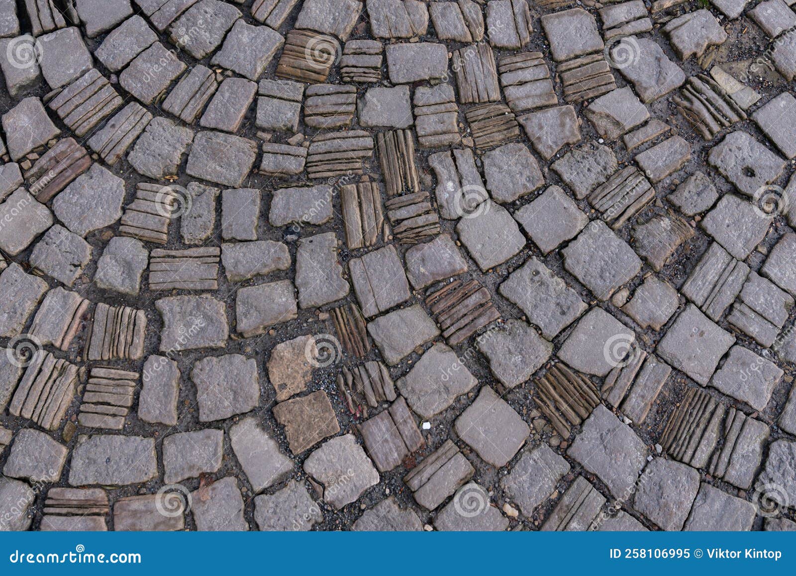 Top View of a Paved Sidewalk. Old Cobblestone. Close-up Stock Image ...