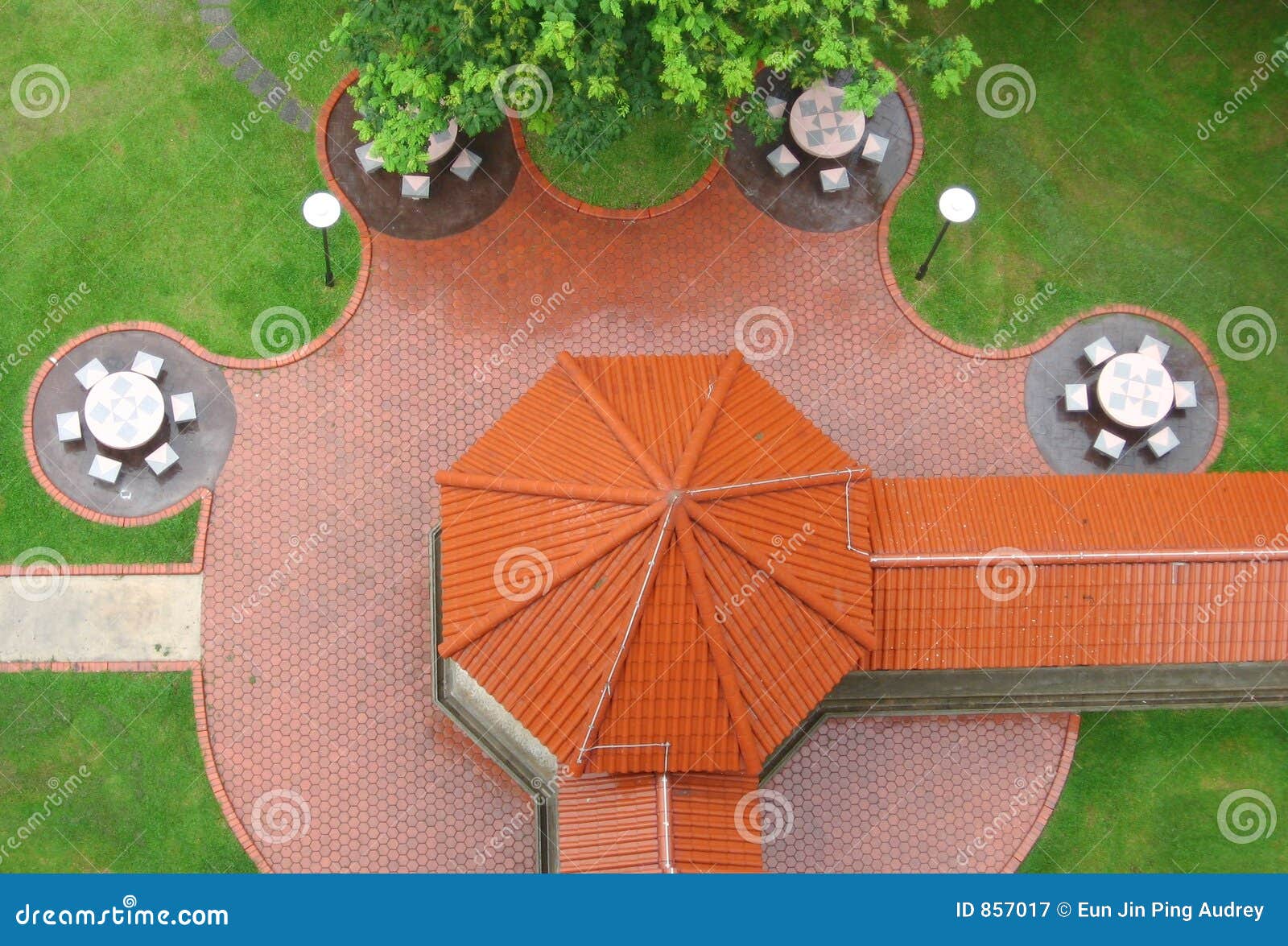 Top View of Pavillion stock image. Image of roof, tables - 857017