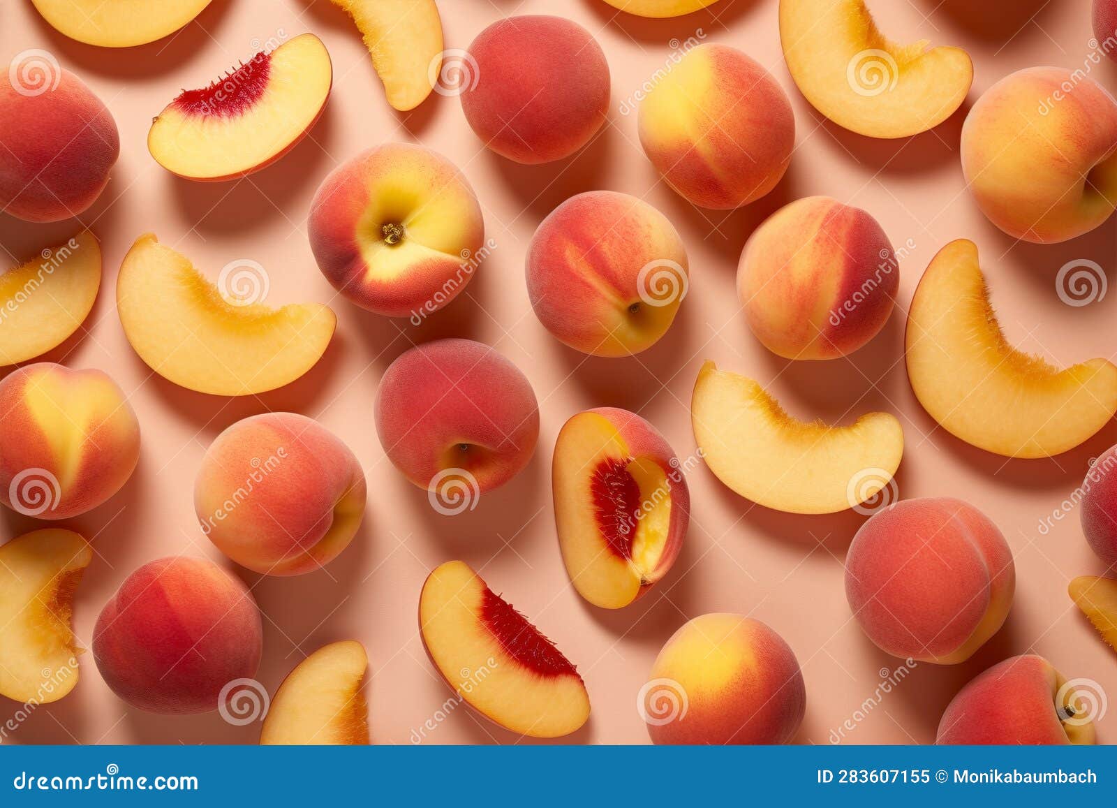 Top View of Peach Fruits on Pastel Background Stock Image - Image of ...