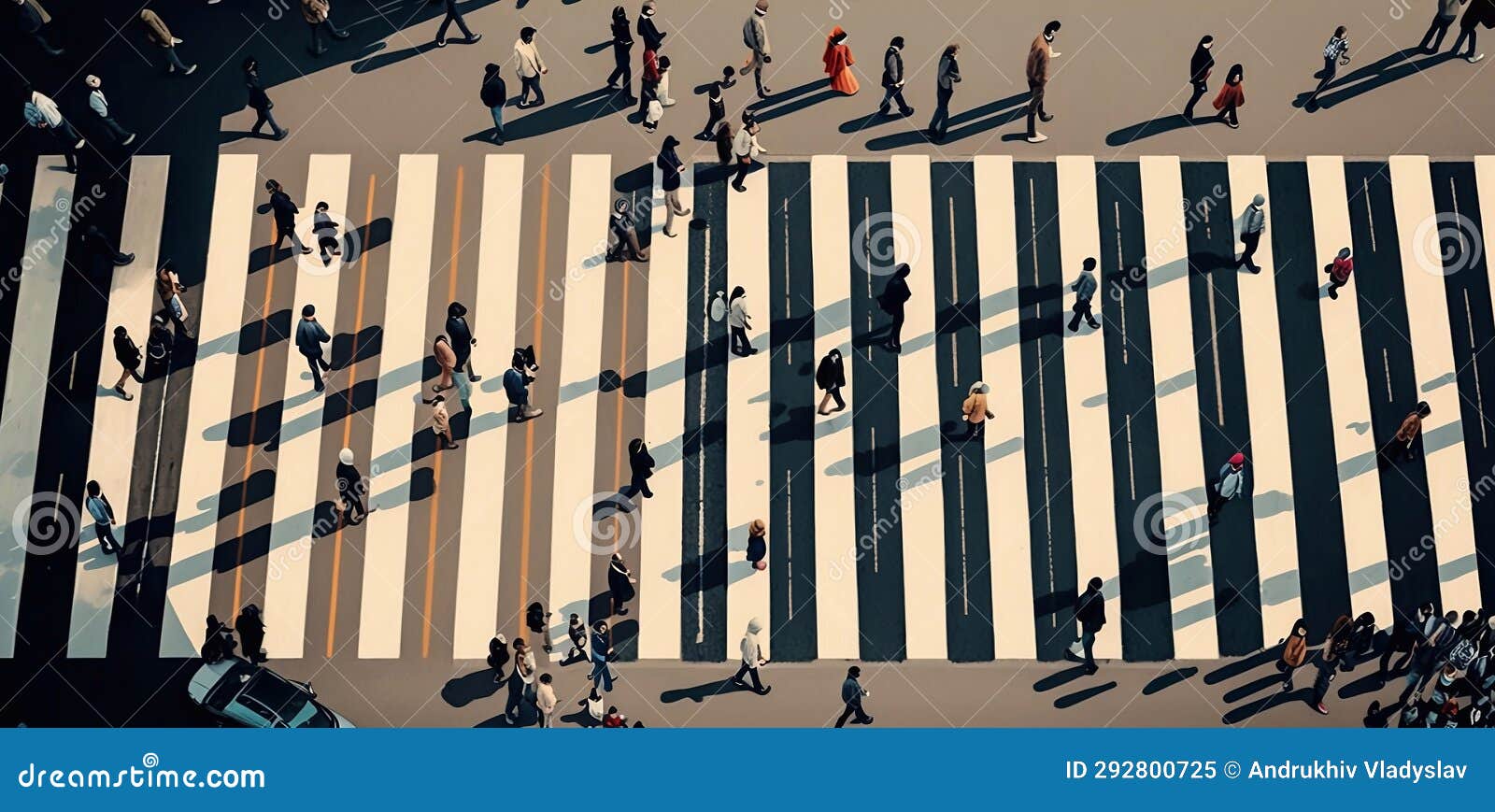 Top View of Pedestrians Crossing the Street Stock Illustration ...