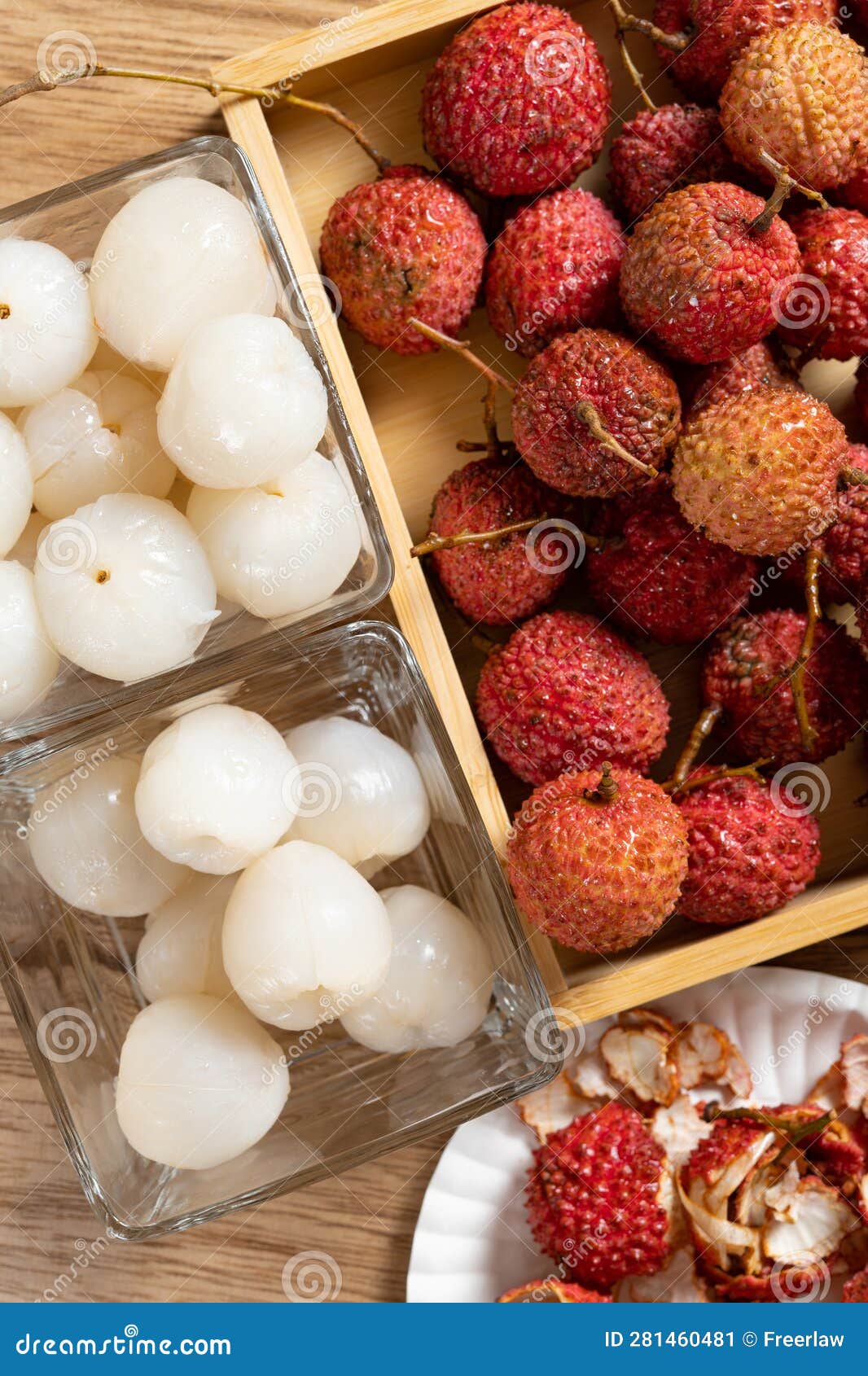 Peeled Fresh Lichees at Vertical Composition Stock Image - Image of ...