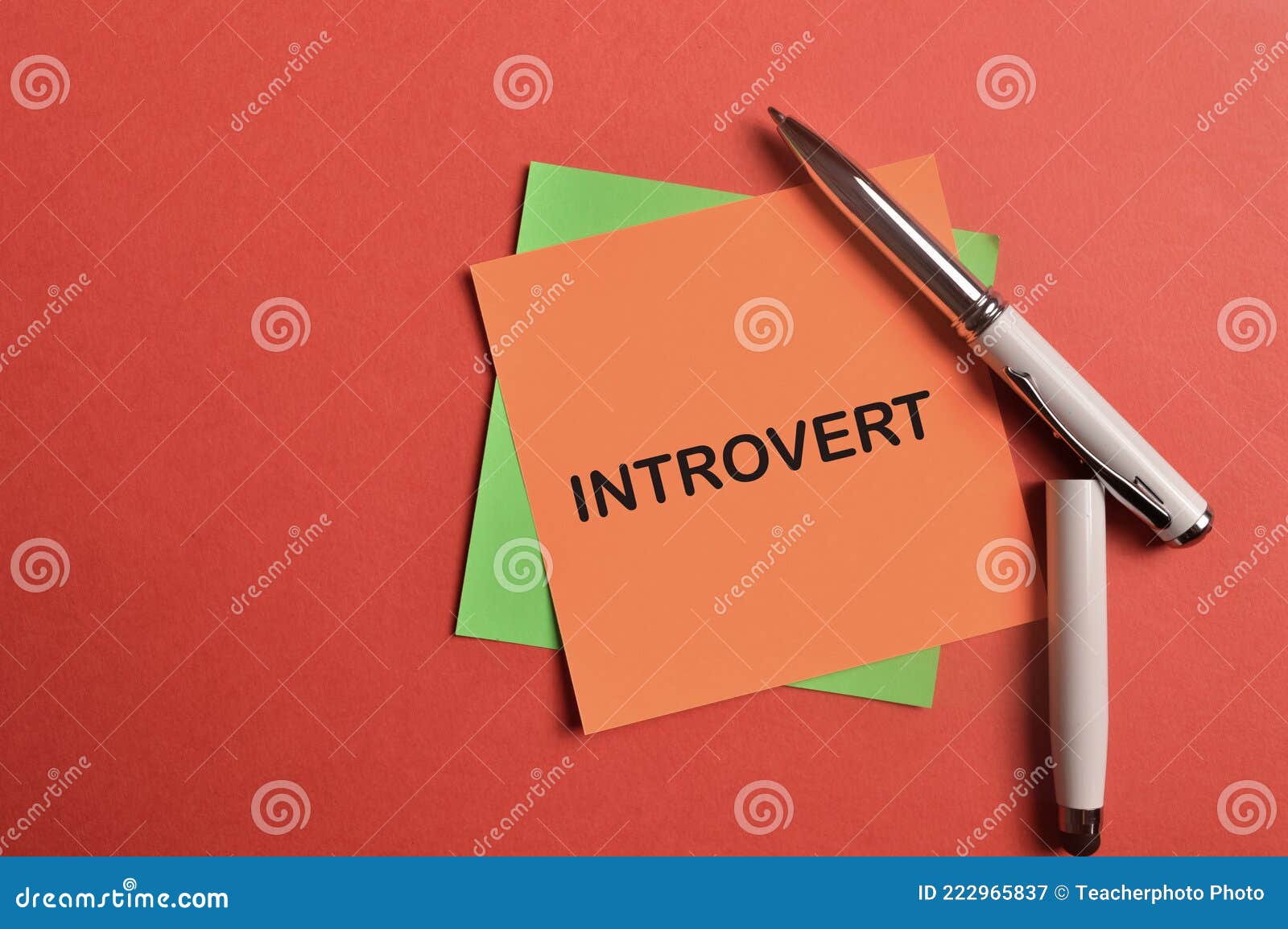 Top View of Pen and Memo Note Written with Text INTROVERT Stock Image ...