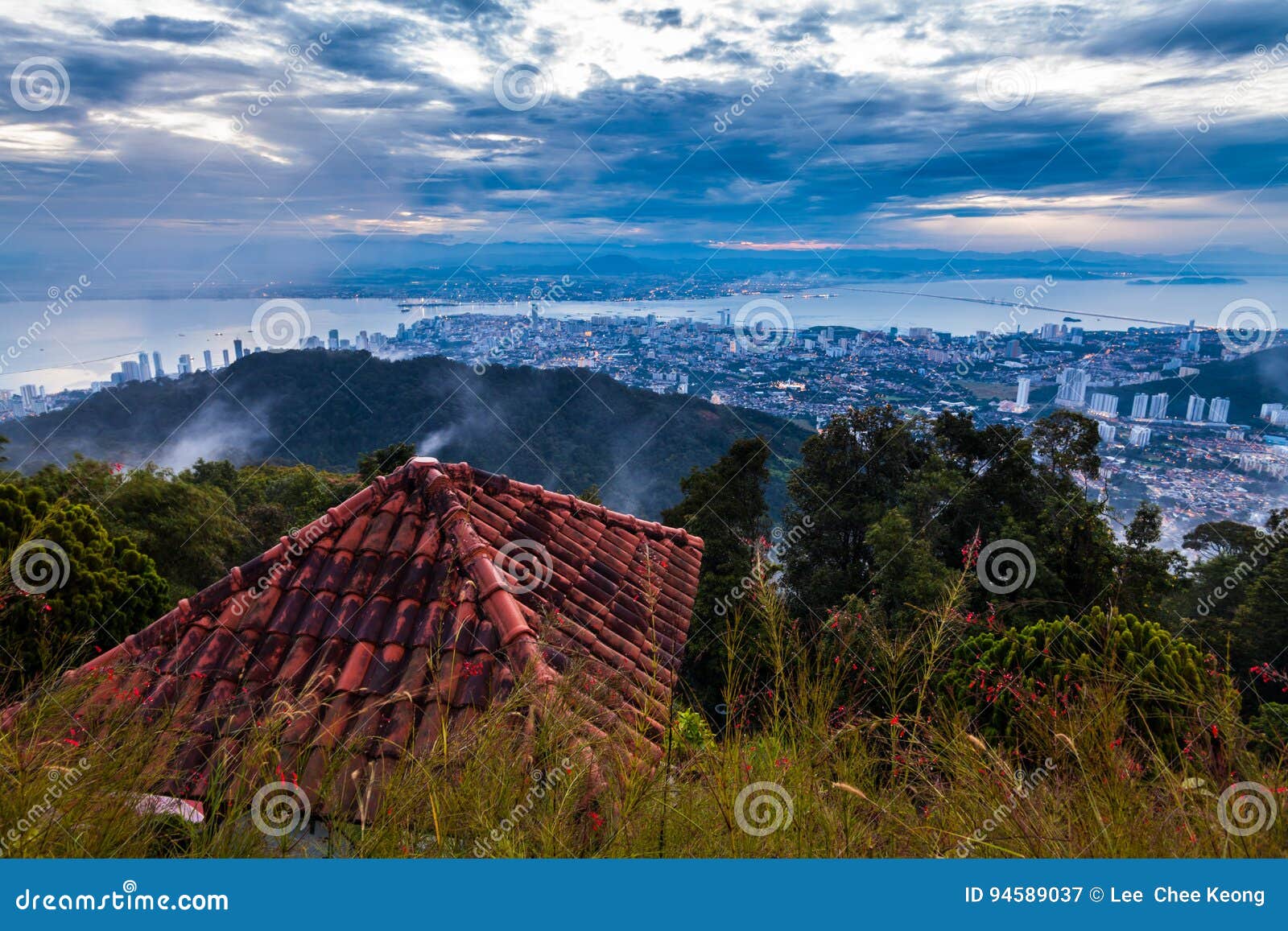 On Top View Penang Hill View of Sunrise for Background Stock Image ...