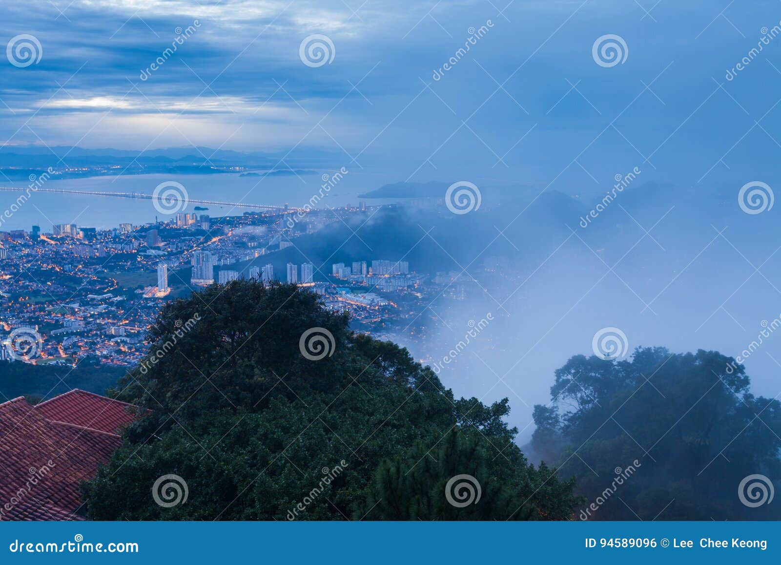 On Top View Penang Hill View of Sunrise for Background Stock Photo ...