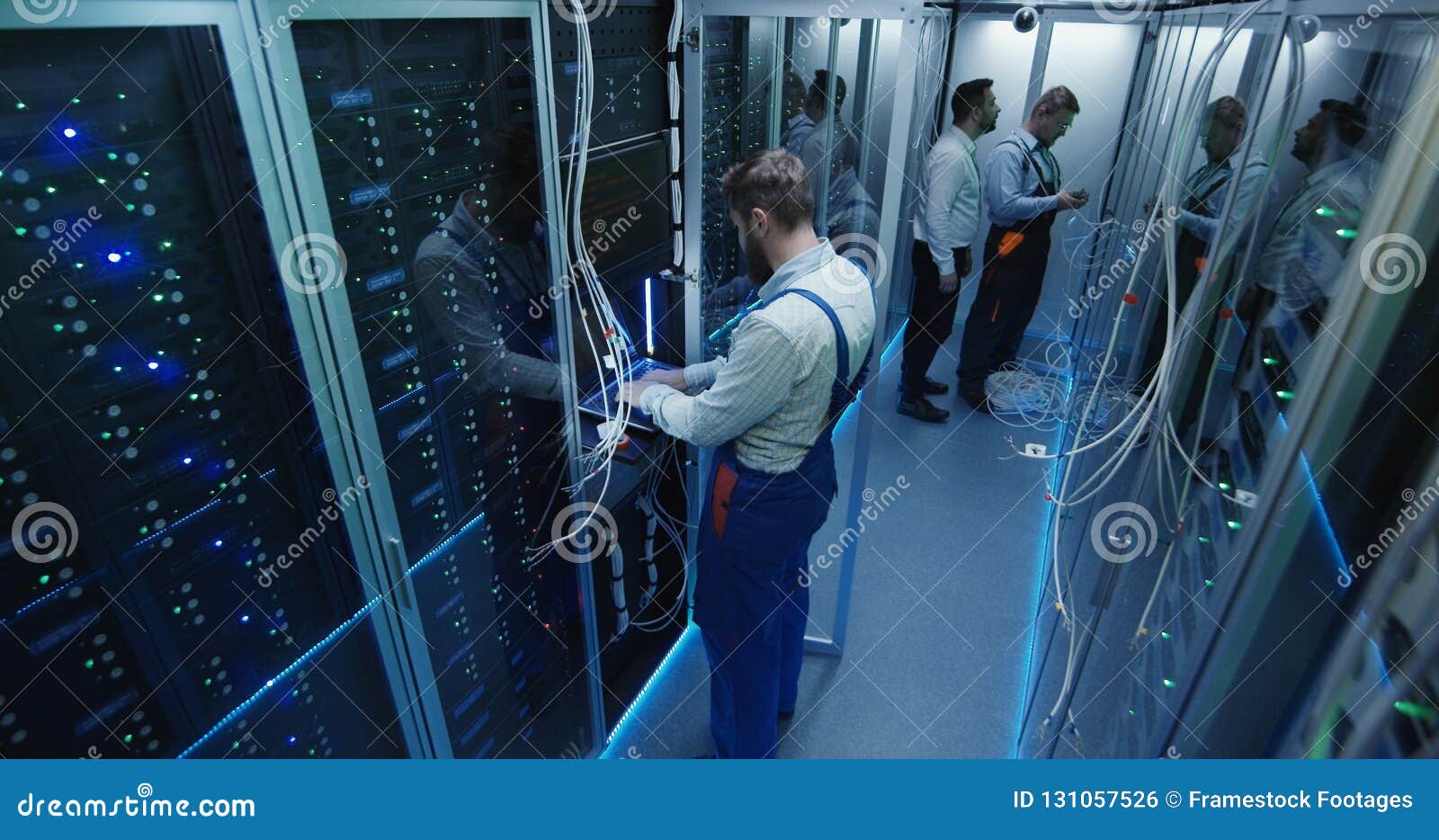 Top View, People Work in the Data Center in the Server Room Stock Photo ...