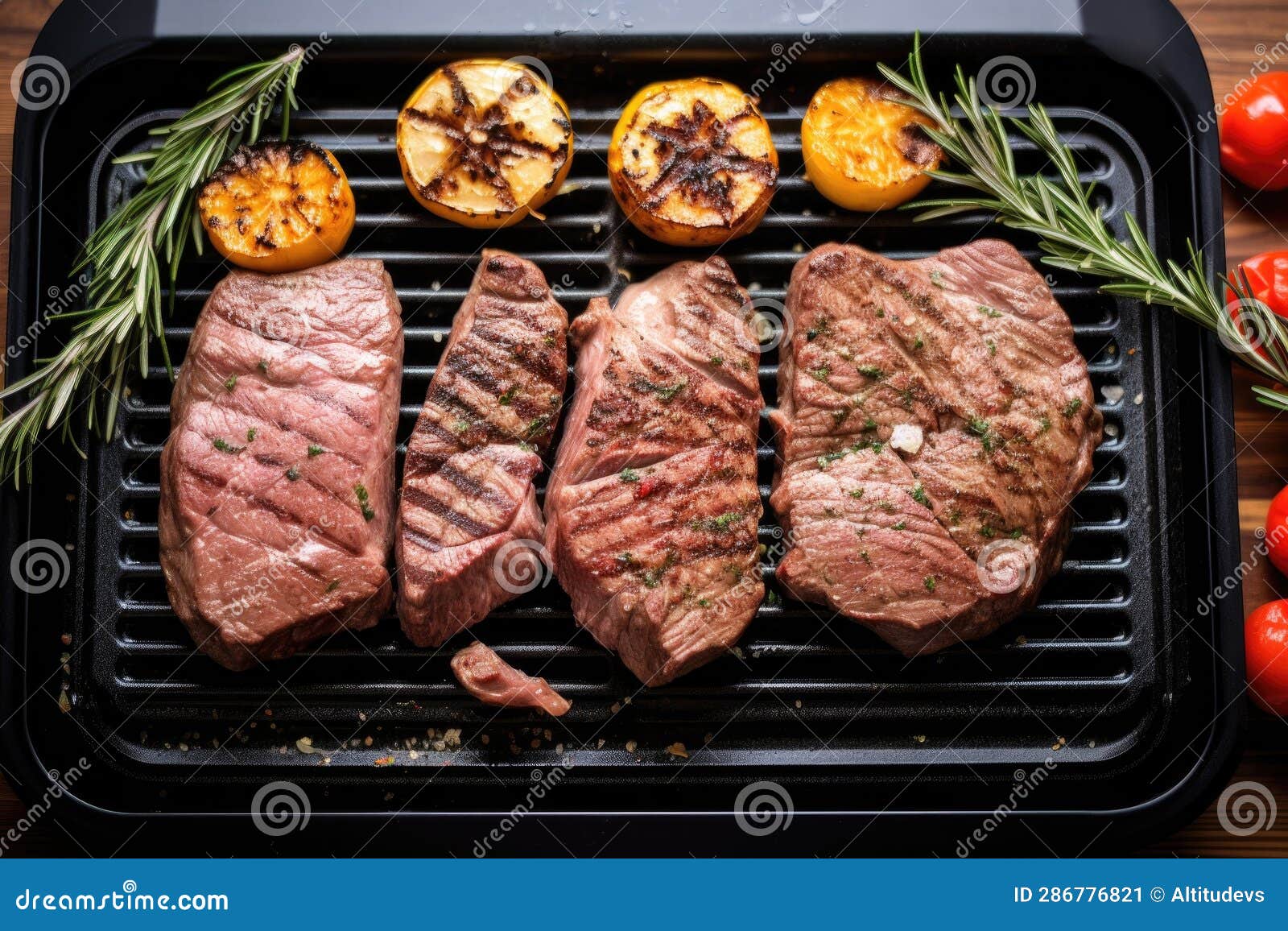Top View of Perfectly Grilled Steaks on a Smart Grill Stock Image ...