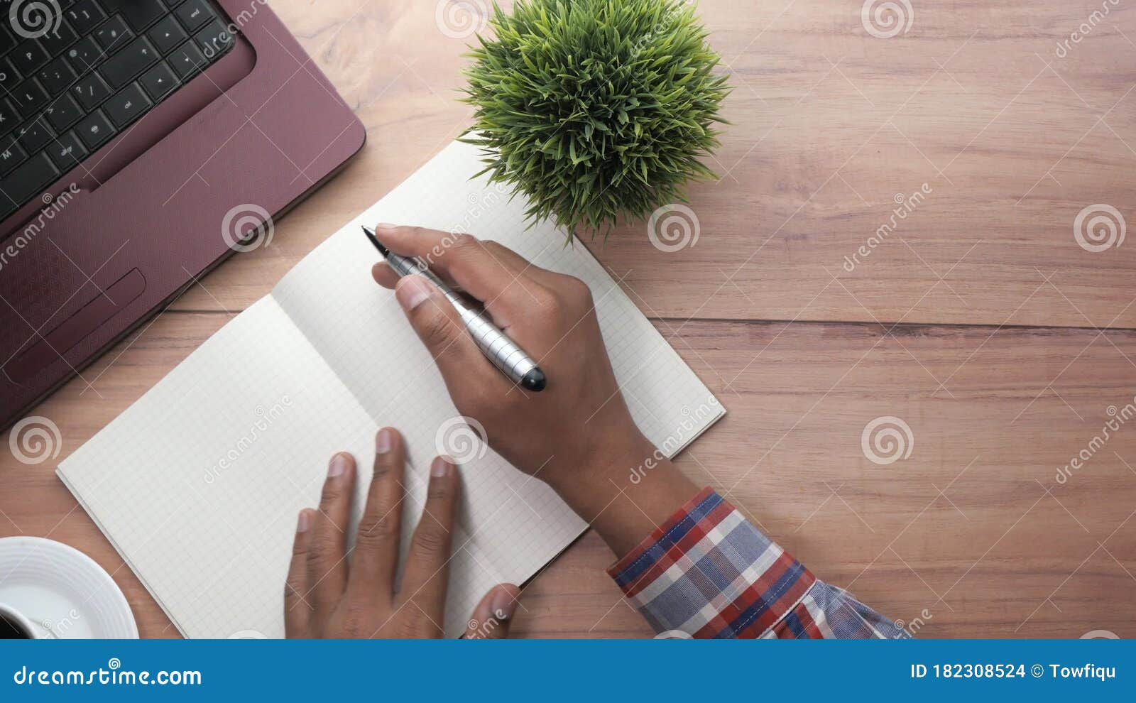 Top View of Person Hand Writing on Notepad at Office Desk Stock Footage ...