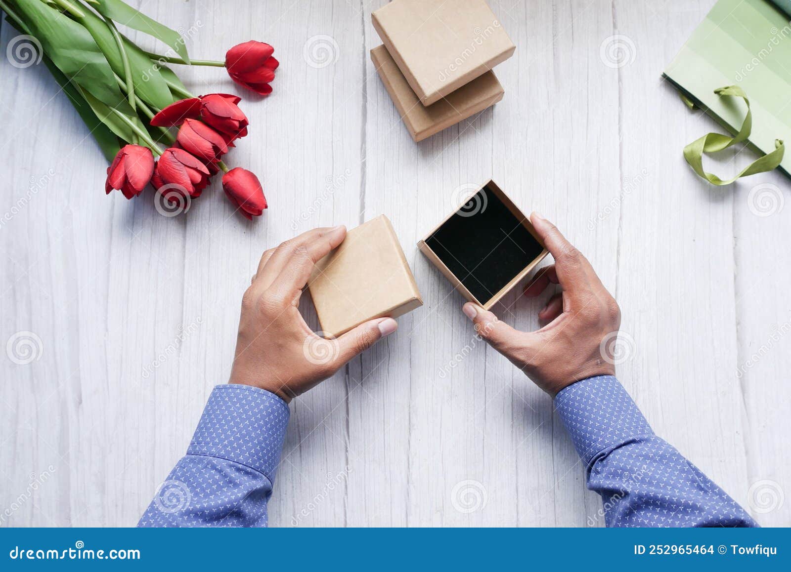 Top View of Person Open a Empty Small Gift Box Stock Photo - Image of ...