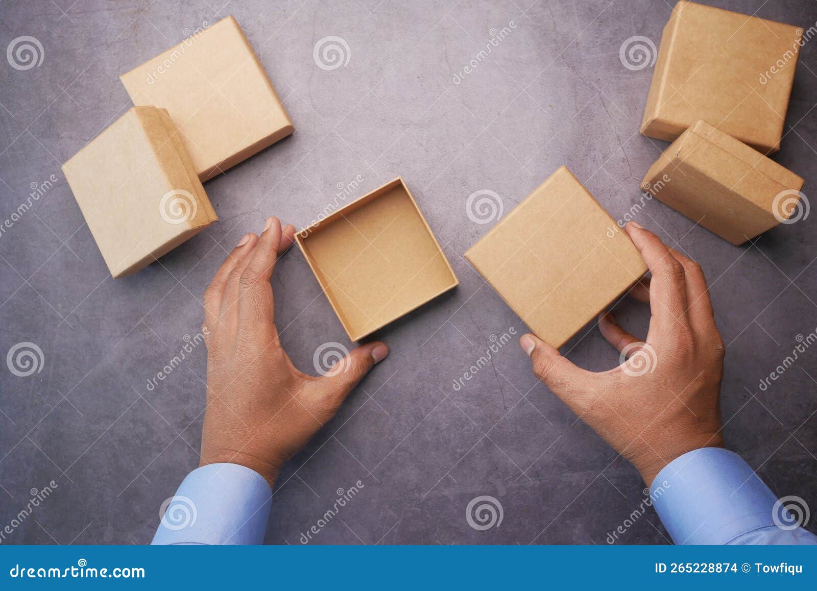 Top View of Person Open a Empty Small Gift Box Stock Photo - Image of ...